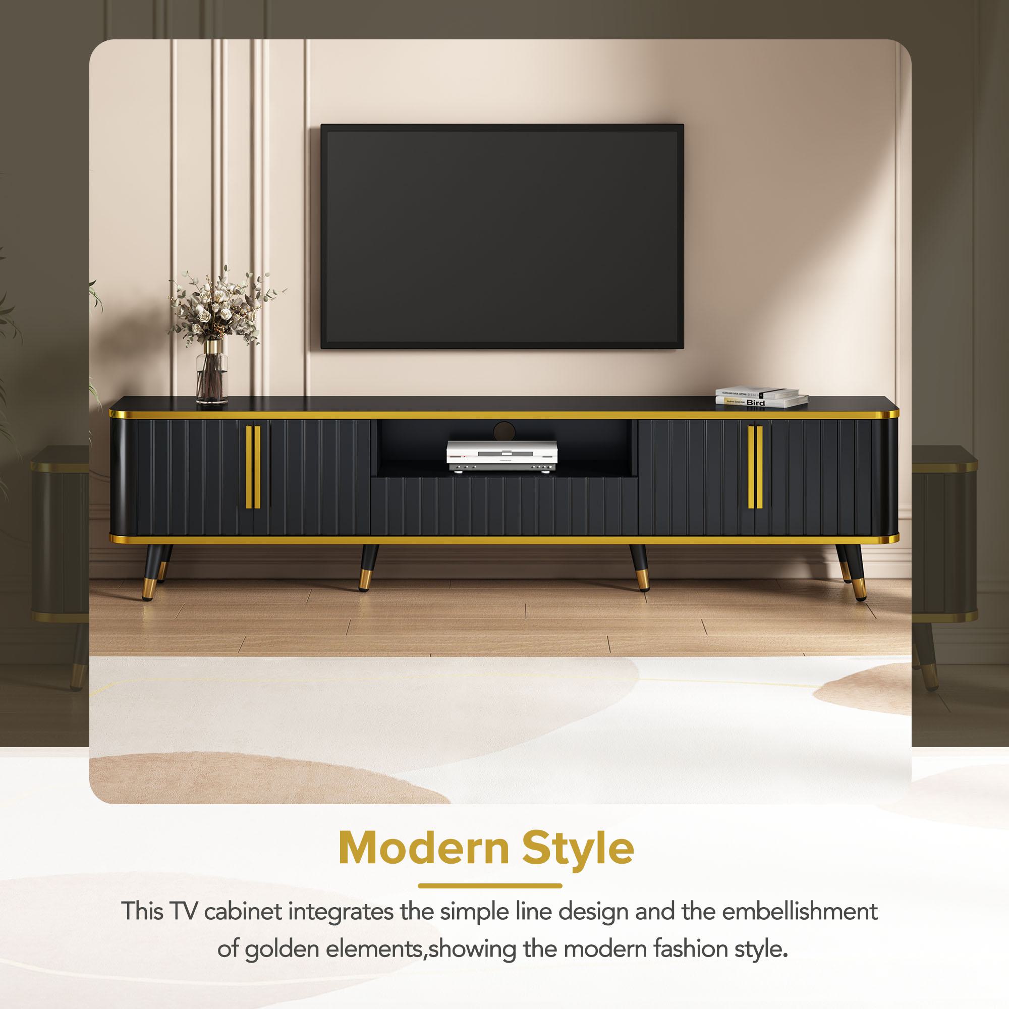 Luxury Minimalism TV Stand with Open Storage Shelf for TVs Up to 85 ...