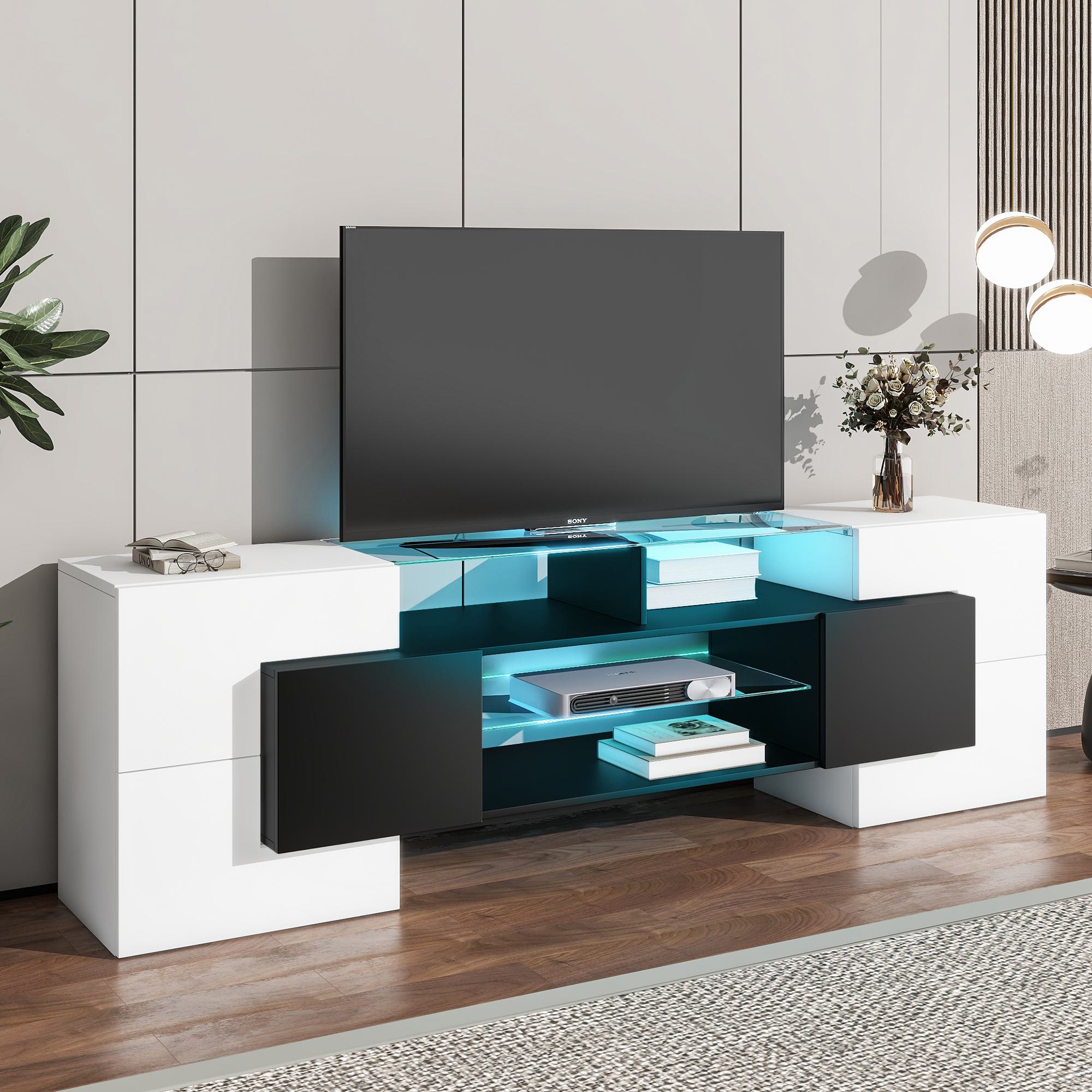 Vinsetto Unique Shape TV Stand for TVs Up to 88" with 2 Illuminated ...