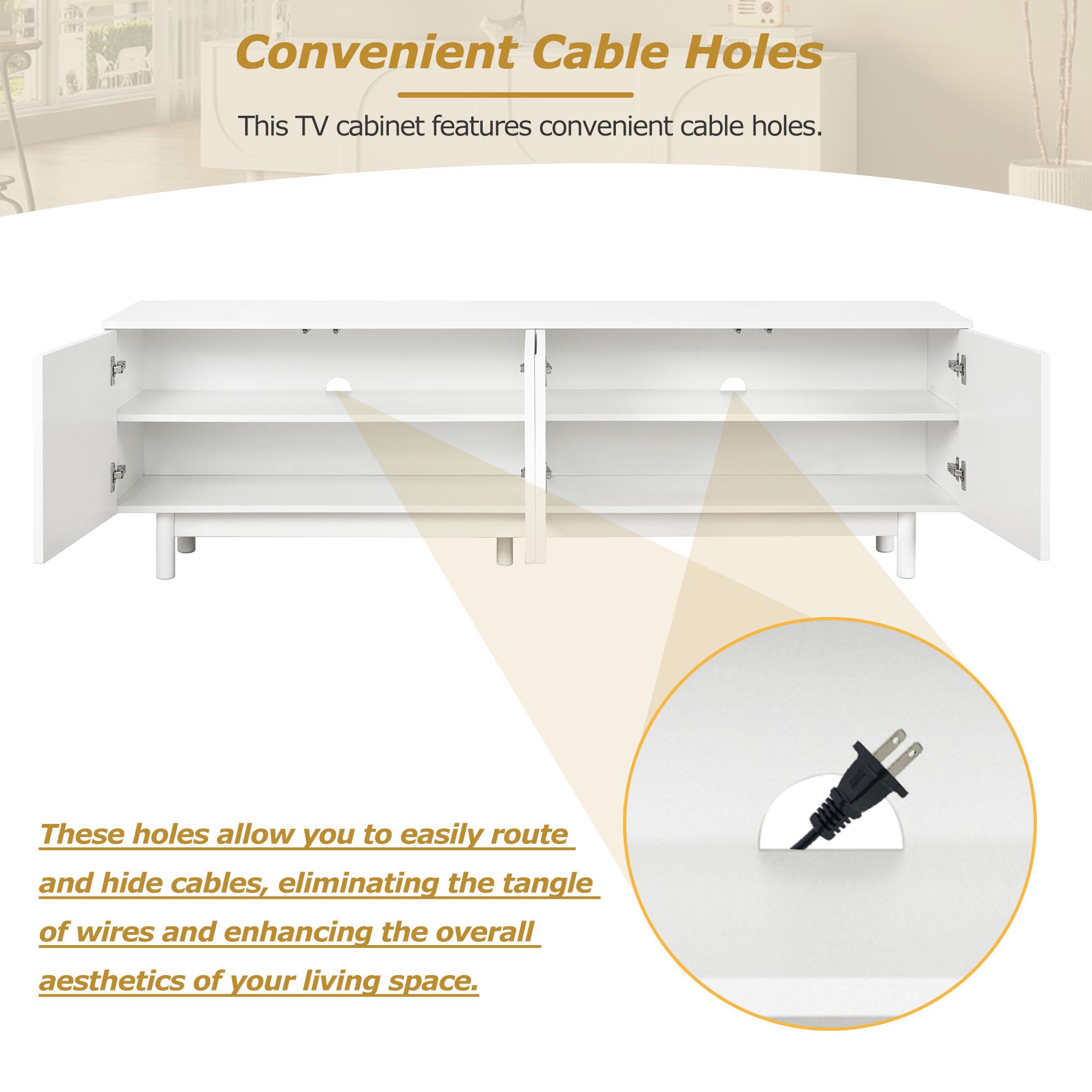Graceful TV Stand with Arch Cabinets for TVs Up to 78", White | Aosom.com