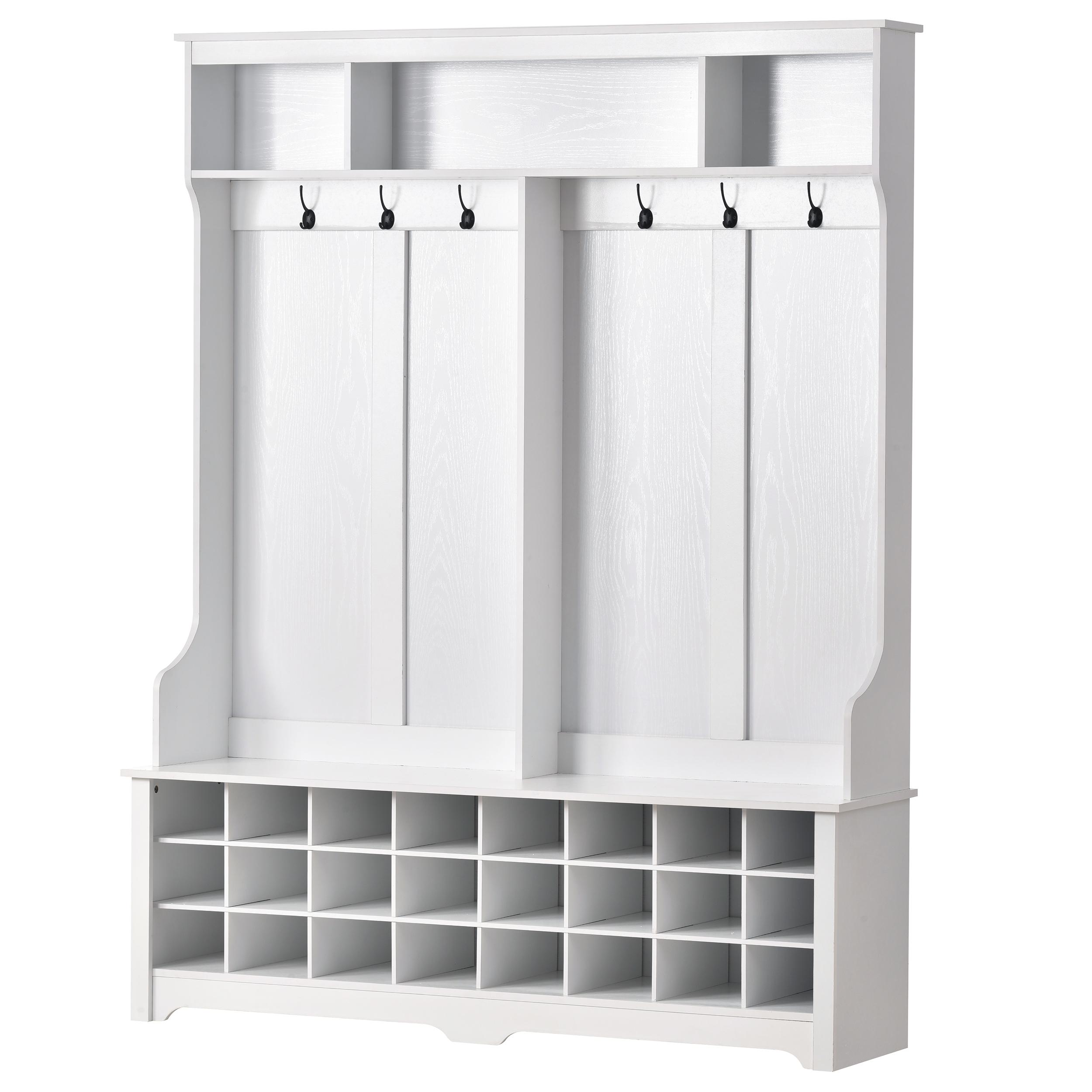 Vinsetto 60" Modern Wide Hall Tree with Metal Hooks, Entryway Bench, 24 ...