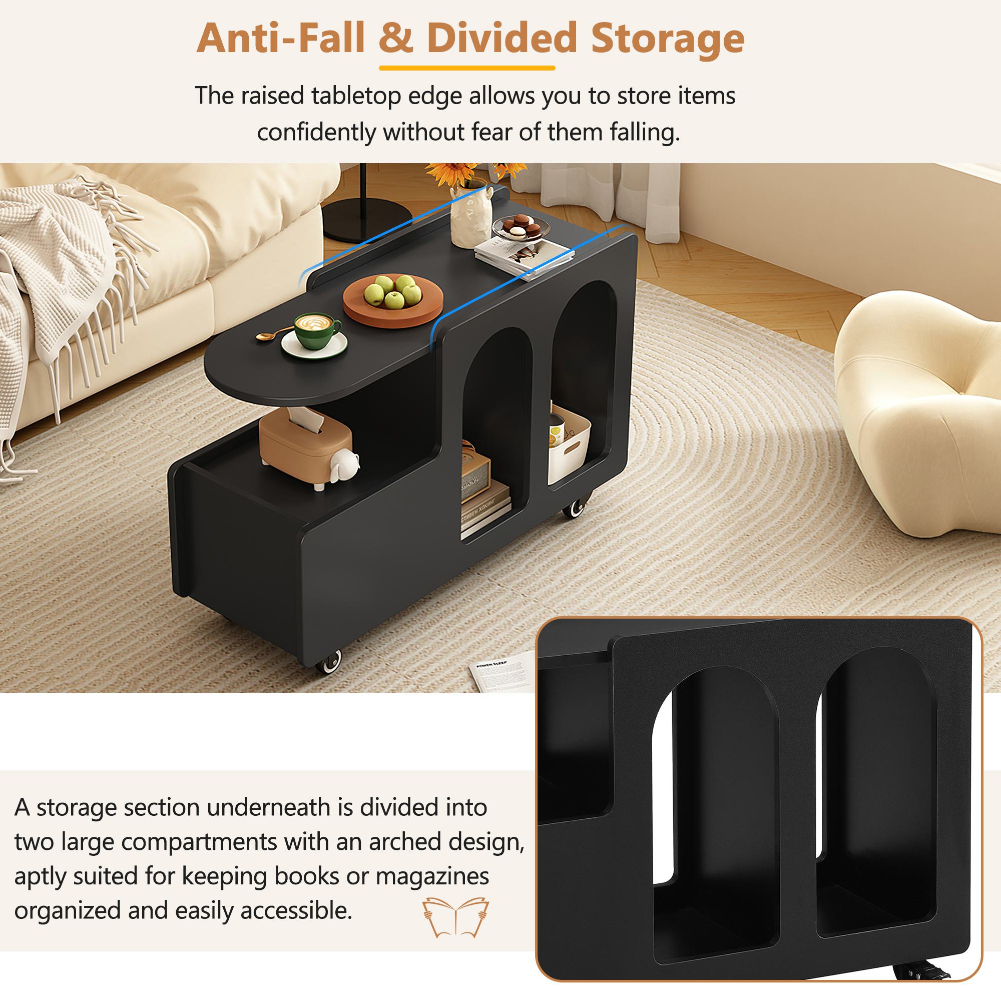 Vinsetto Mobile Multi-Layer Storage End Table with Lockable Wheels ...
