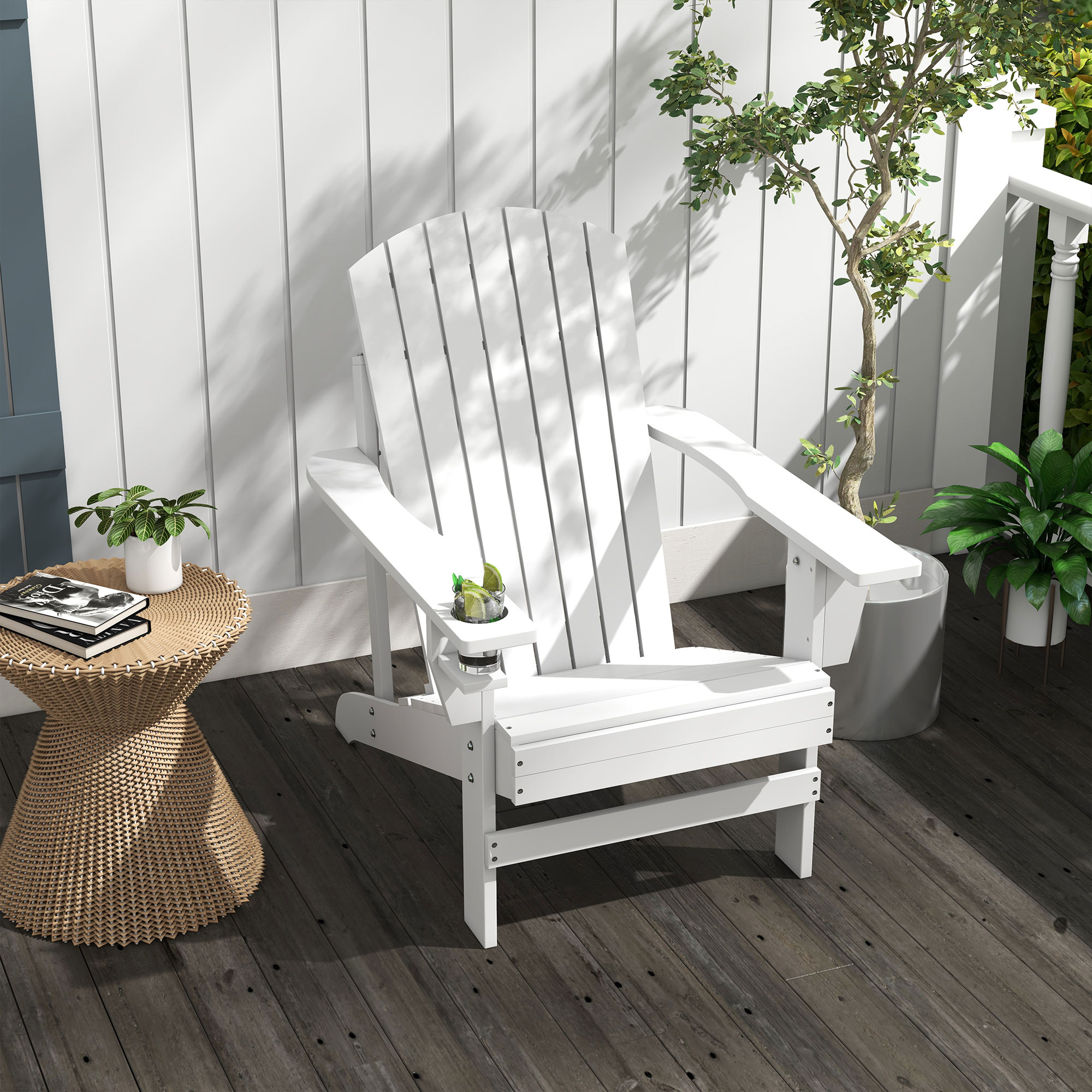 Outsunny Oversized Adirondack Chair, Outdoor Fire Pit and Porch Seating ...