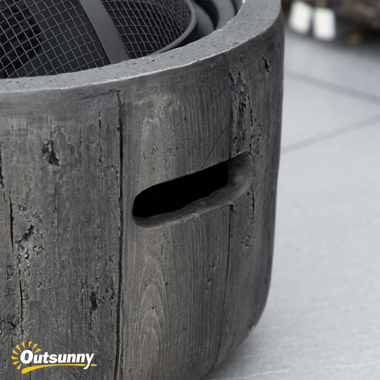 Outsunny Outdoor Fire Pit with Stump Effect, 18-inch Wood-burning ...