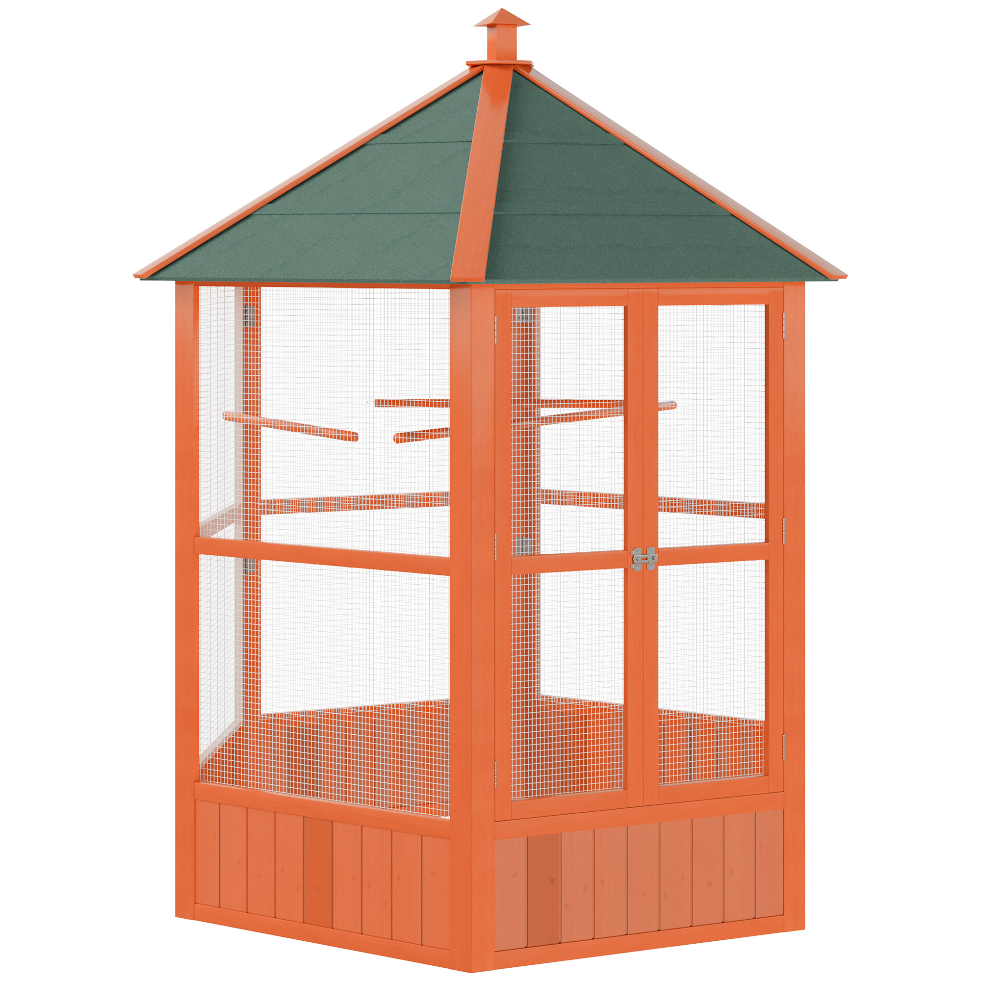 Pawhut 65" Hexagonal Outdoor Aviary Bird Cage Wooden Aviary Bird Cage ...