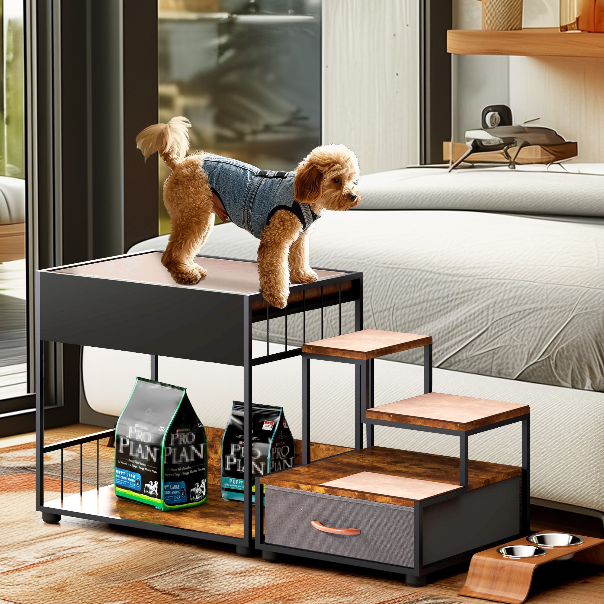Dog Window Perch with Steps, Black+Vintage | Aosom.com