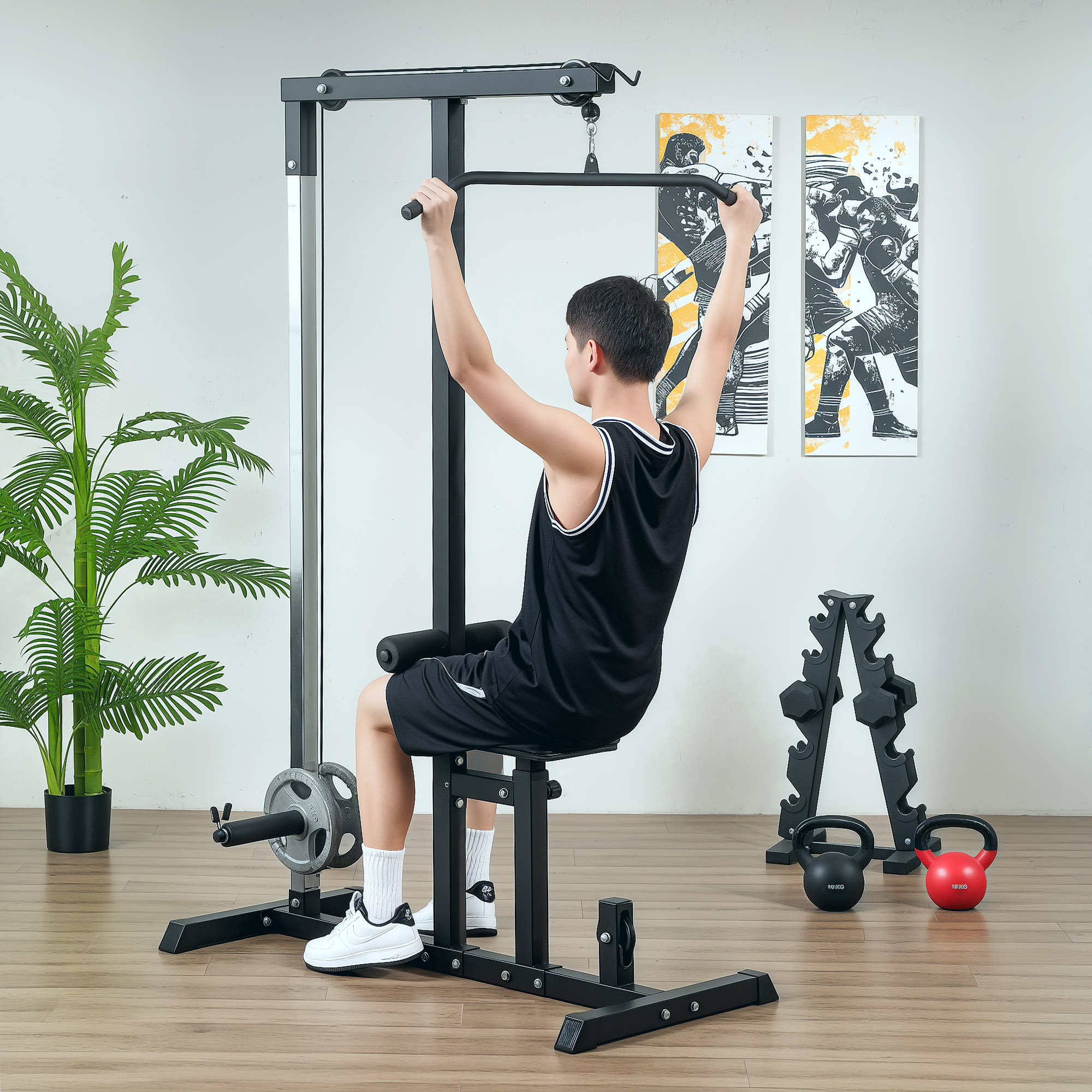 Soozier Exercise Pulldown Weight Machine with 3 Adjustable Cable ...