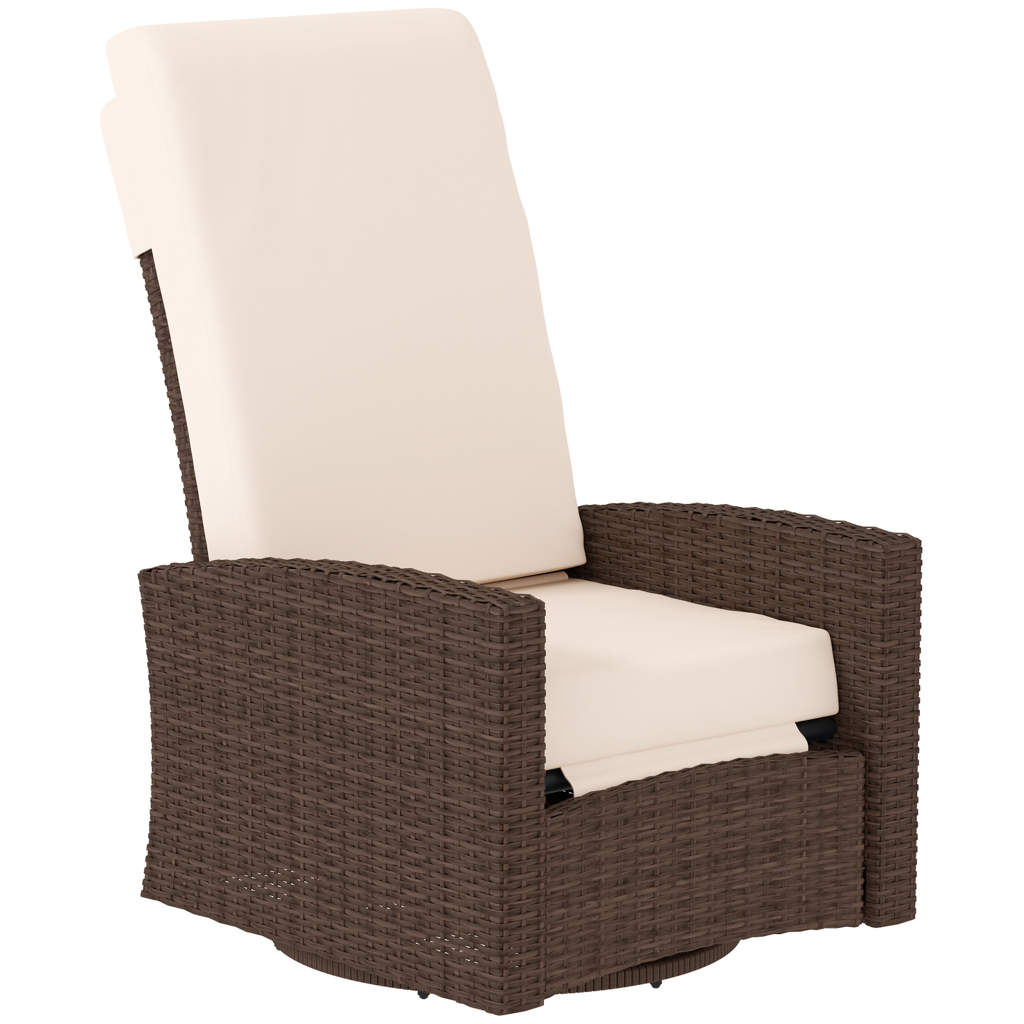 Outsunny Outdoor Wicker Swivel Recliner Chair, Lifting Footrest, 360 ...