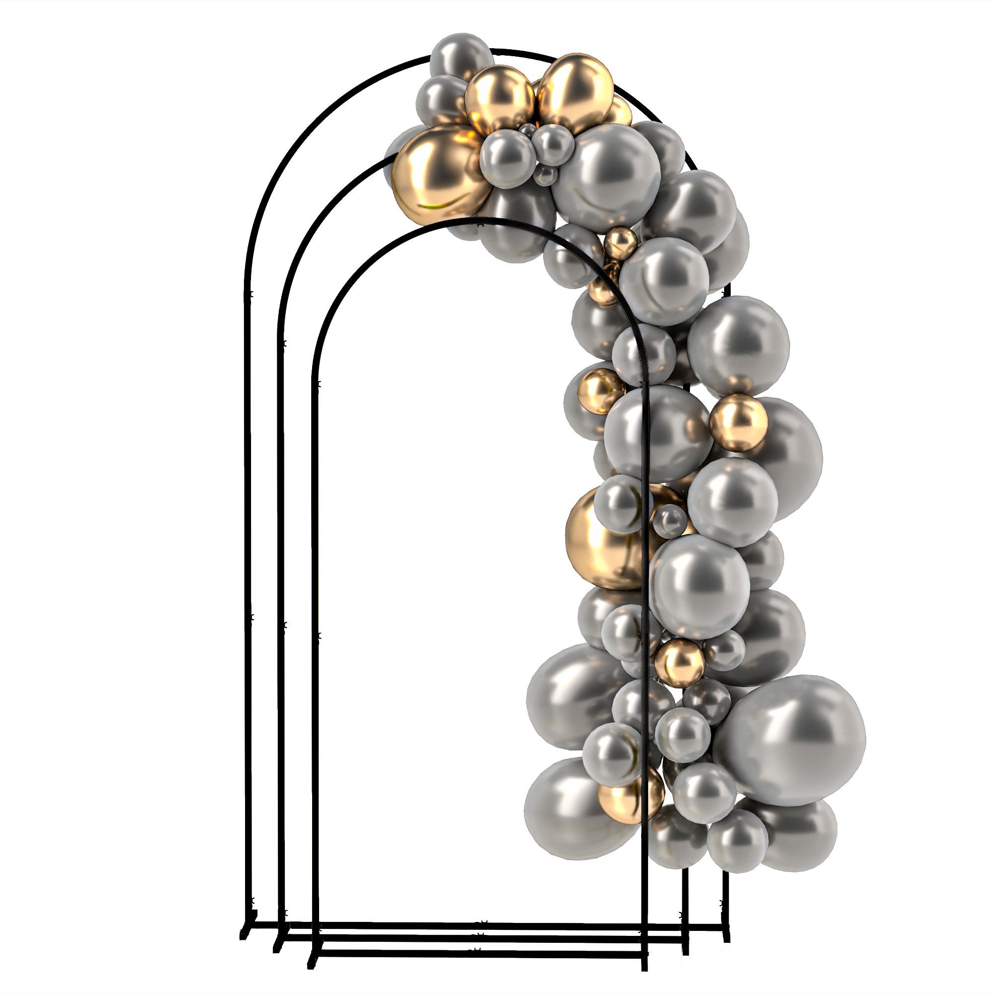 Outsunny Metal Arch Backdrop Stand Set of 3, 7/6.5/6 ft Wedding Arch ...