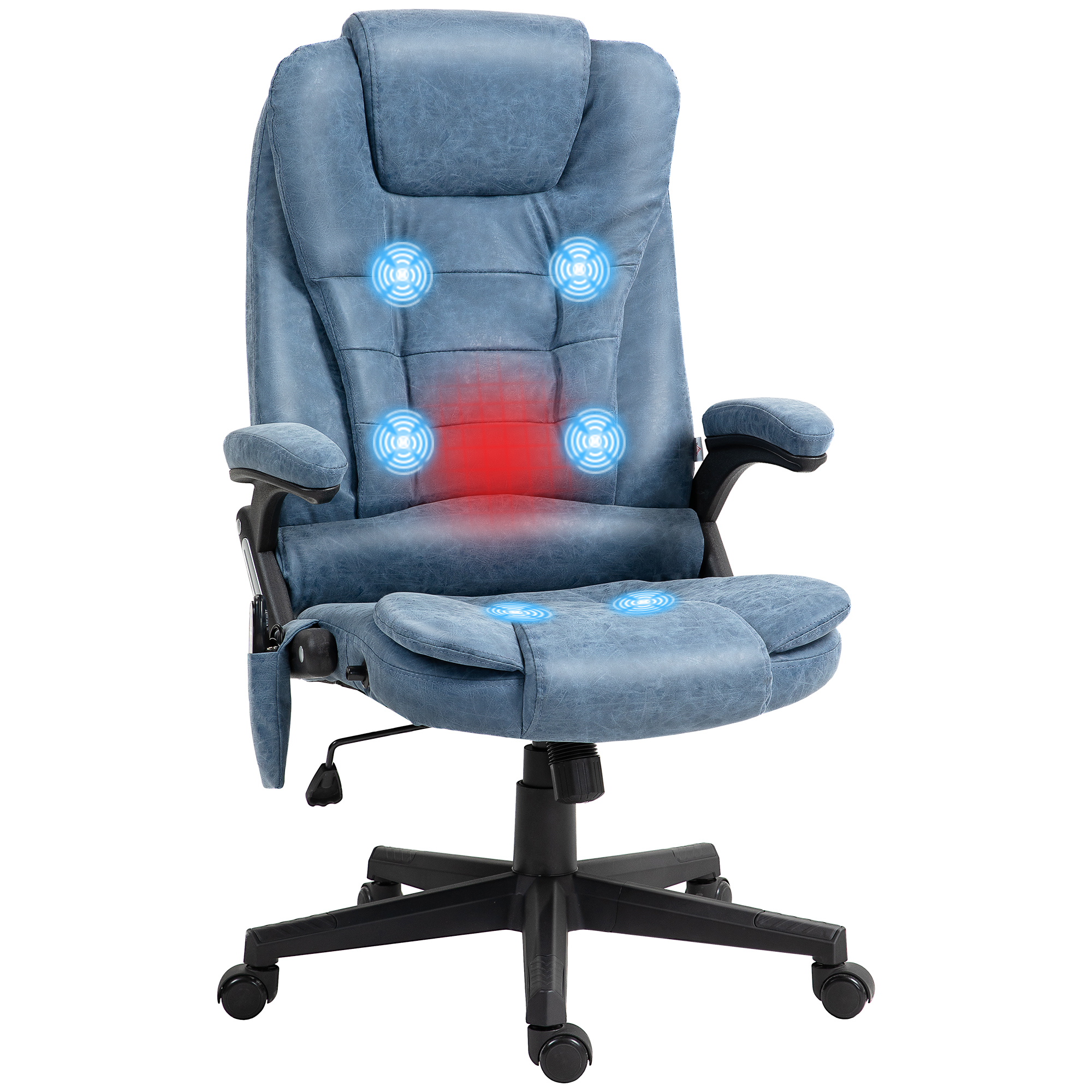 HOMCOM Massage Office Chair, Heated Reclining Computer Chair with 6 ...