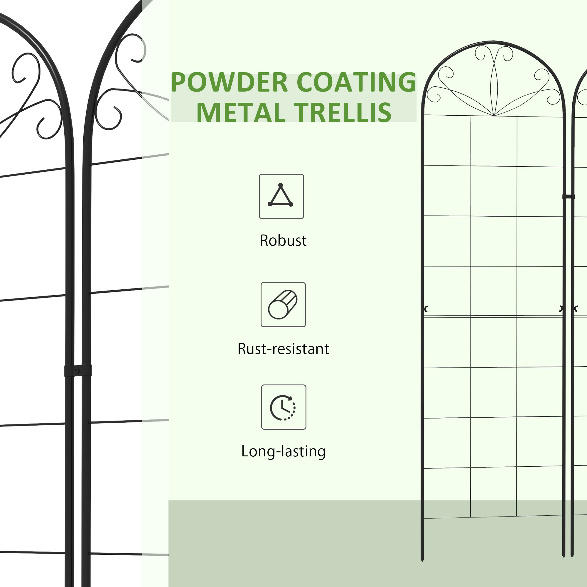 Outsunny 2 Pcs Garden Trellis for Climbing Plants, Outdoor Metal ...