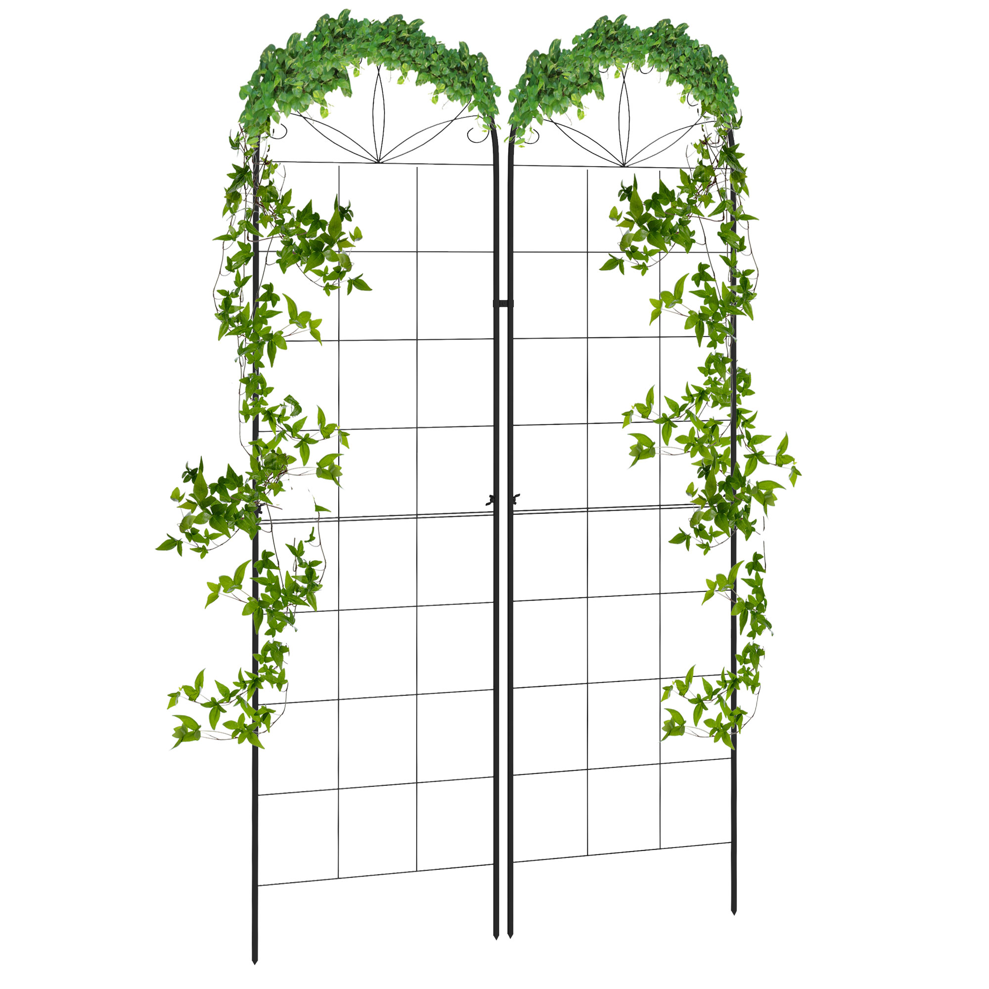 Outsunny 2 Pcs Garden Trellis for Climbing Plants, Outdoor Metal ...