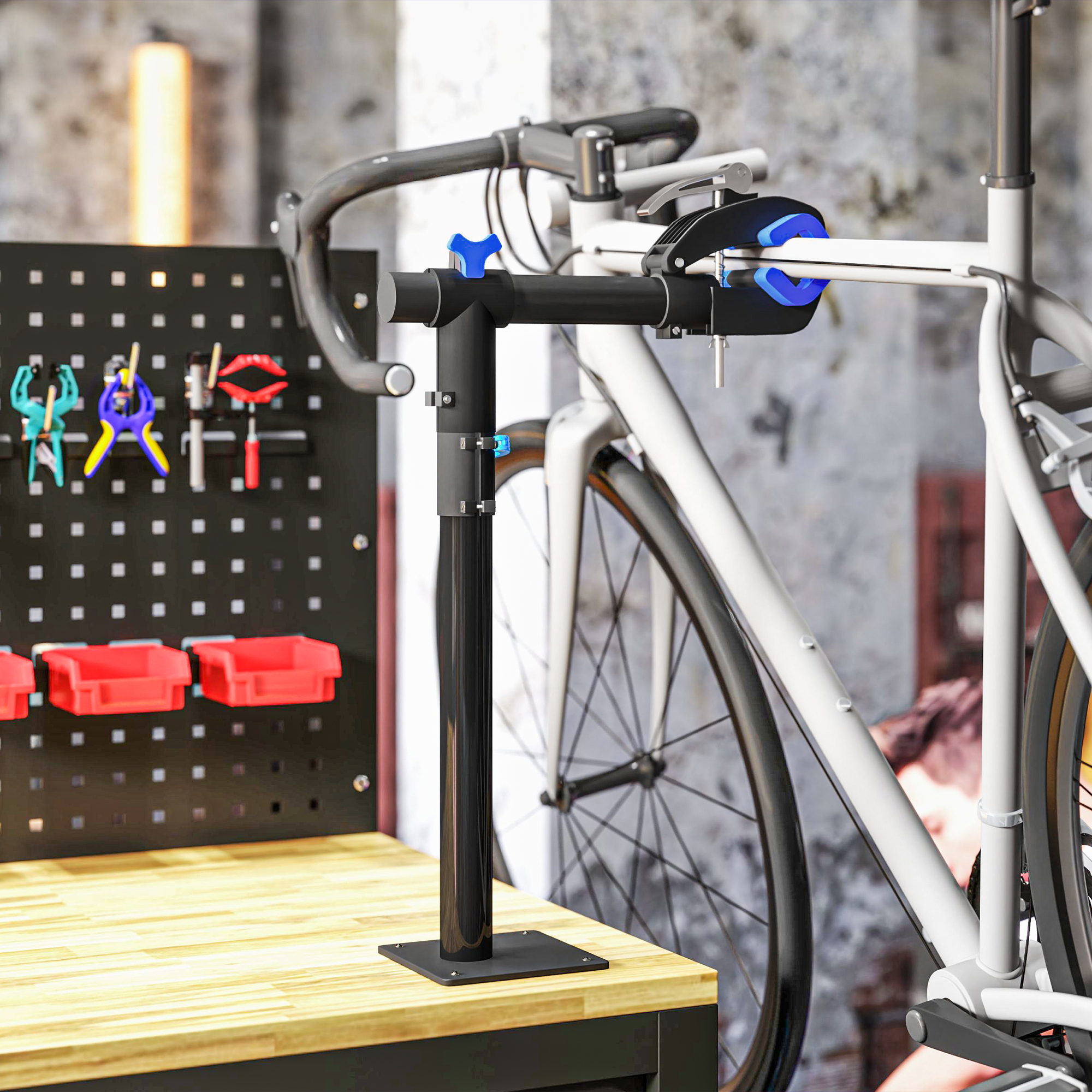 HOMCOM Bicycle Repair Stand, Wall Mount Bicycle Maintenance Rack ...