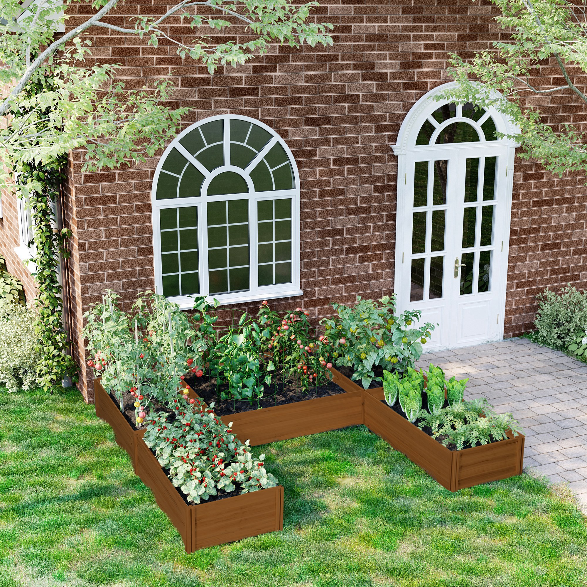 Outsunny DIY 5-box Garden Planter with Open Bottom for Outdoor Plants ...