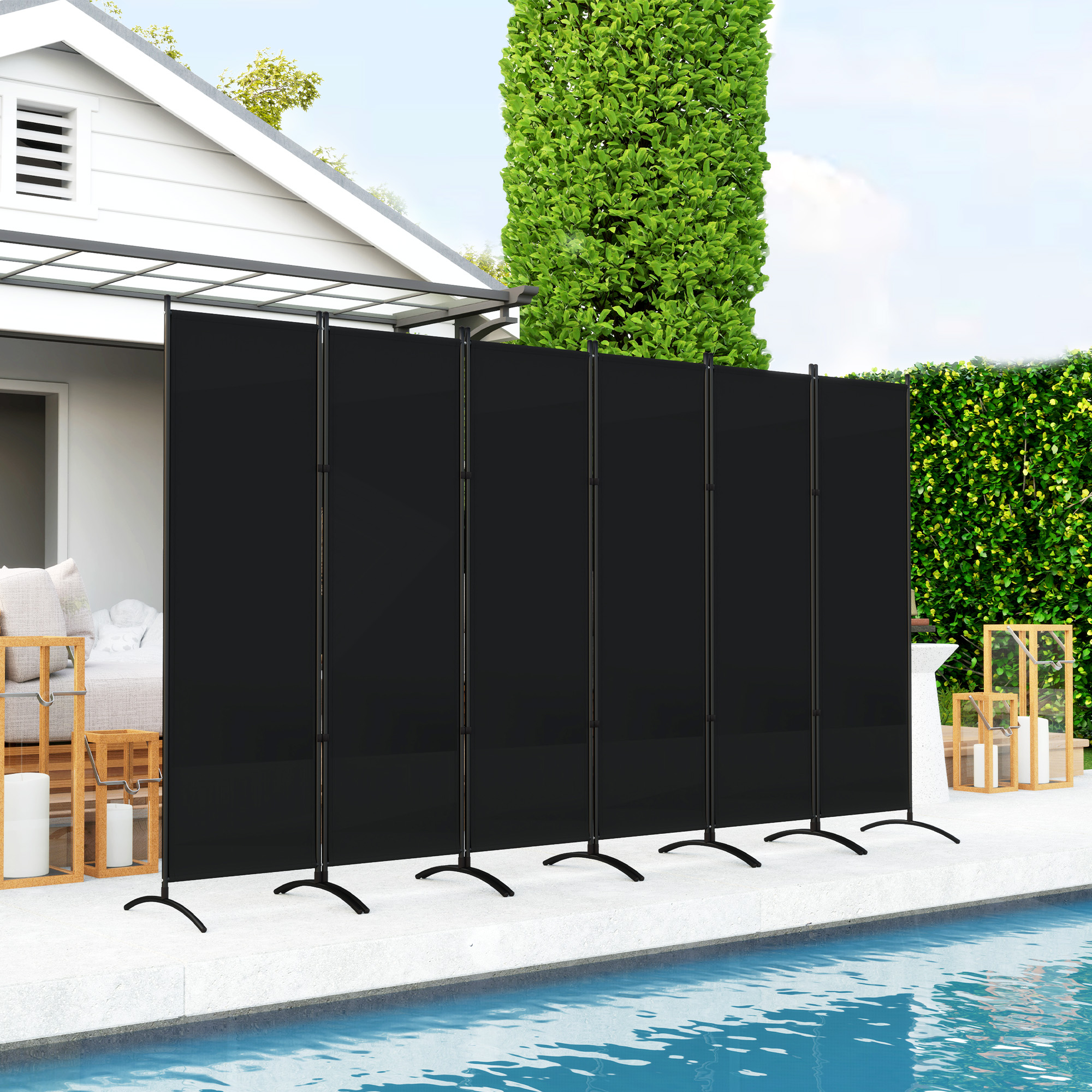 Outsunny 6 Panel Folding Room Divider, UV30+ Privacy Screen, Indoor ...