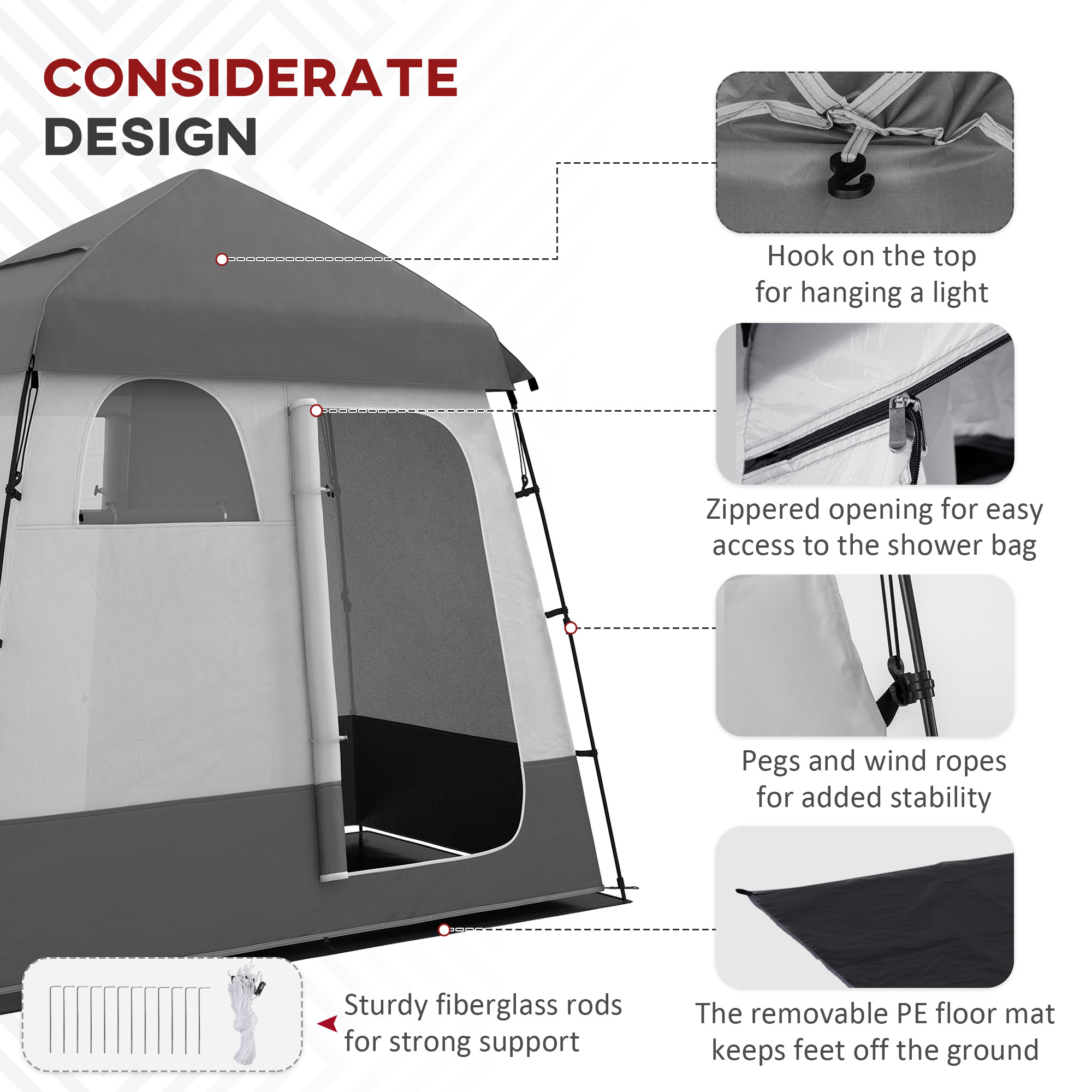 Outsunny Outdoor Portable Pop Up Shower Tent Changing Tent Privacy ...