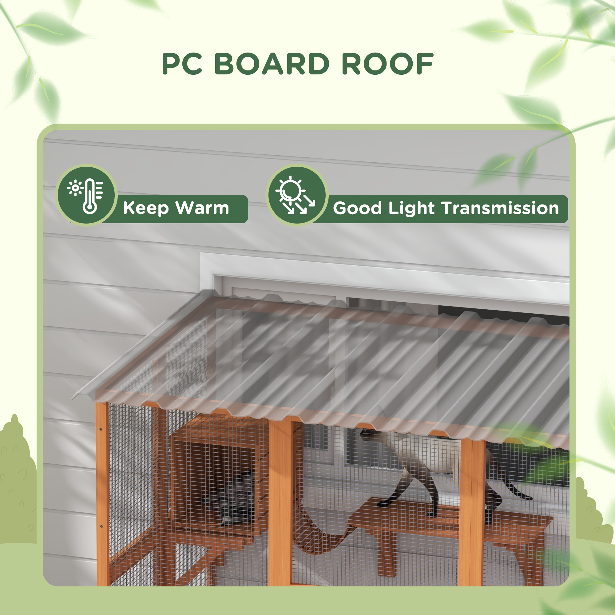 PawHut Outdoor Cat Enclosure Window Box with Weatherproof Roof, Bridge, Resting Box, Platforms ...