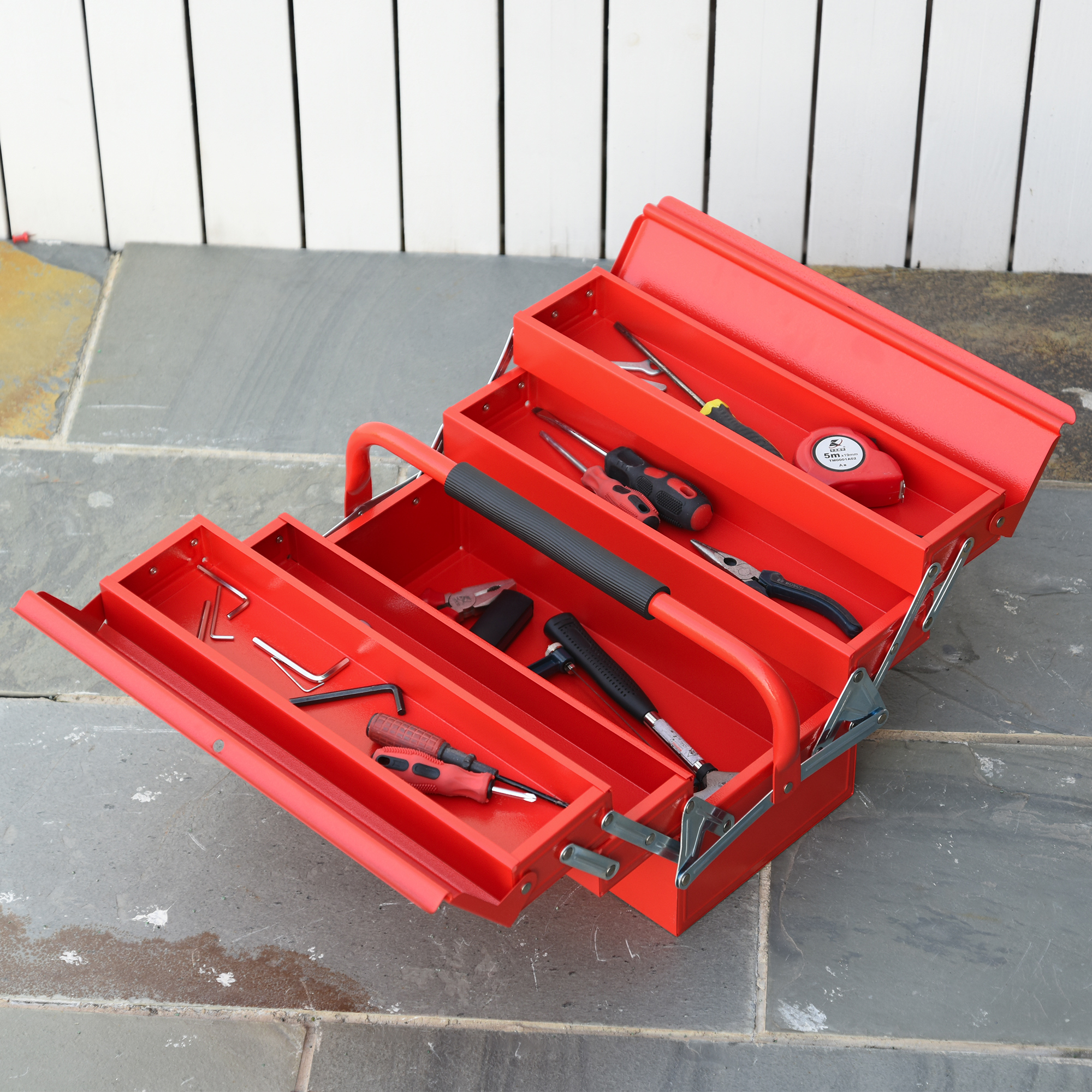 DURHAND 18" inches Metal Tool Box, Portable 5-Tray Cantilever Steel ...