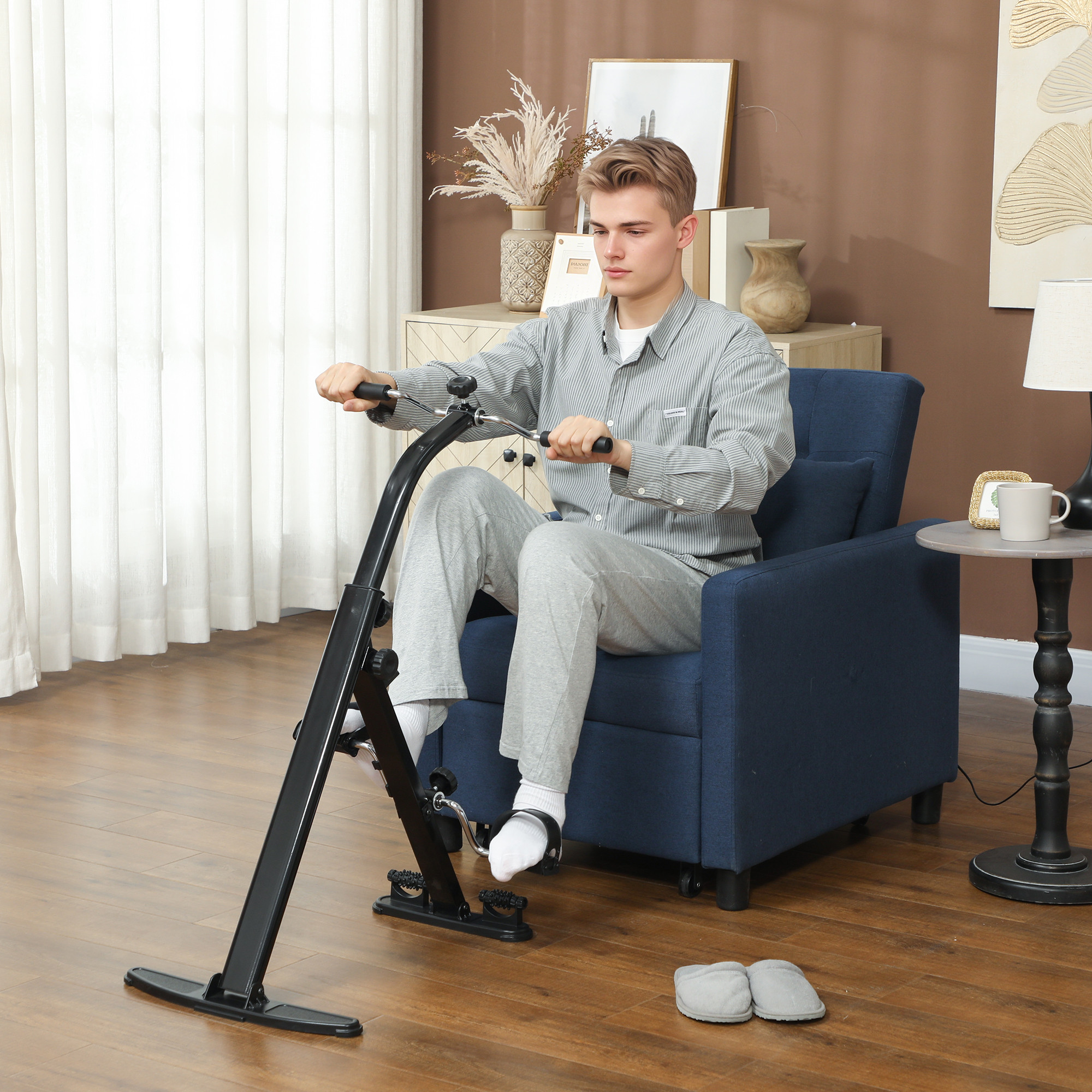 Soozier Seated Pedal Exerciser, Foldable Leg Exercise Bike with LCD ...