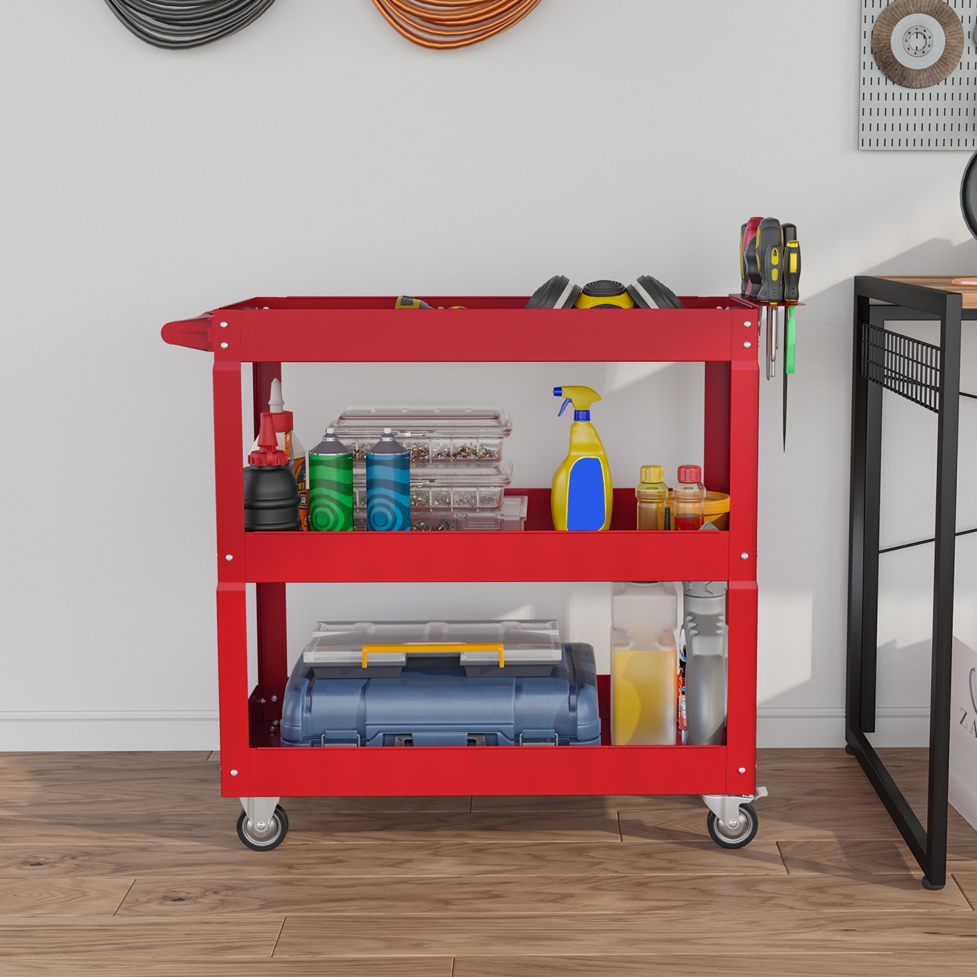 DURHAND 3 Tier Rolling Tool Cart with Wheels, 330 LBS Capacity Heavy ...