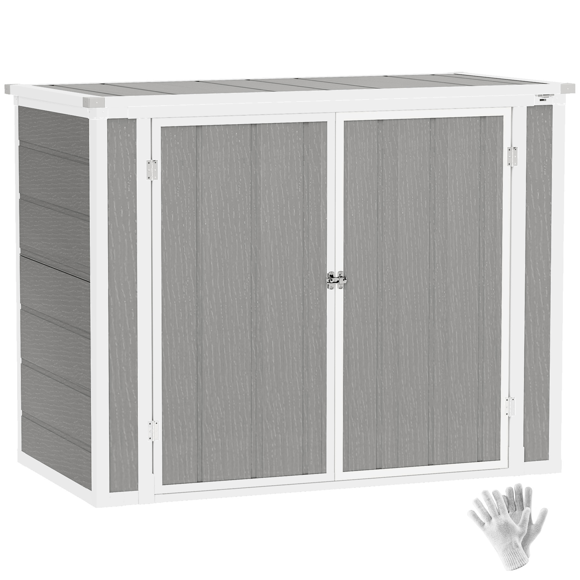 Outsunny 4.7 x 2.5FT Outdoor Horizontal Storage Shed, Lockable Trash ...