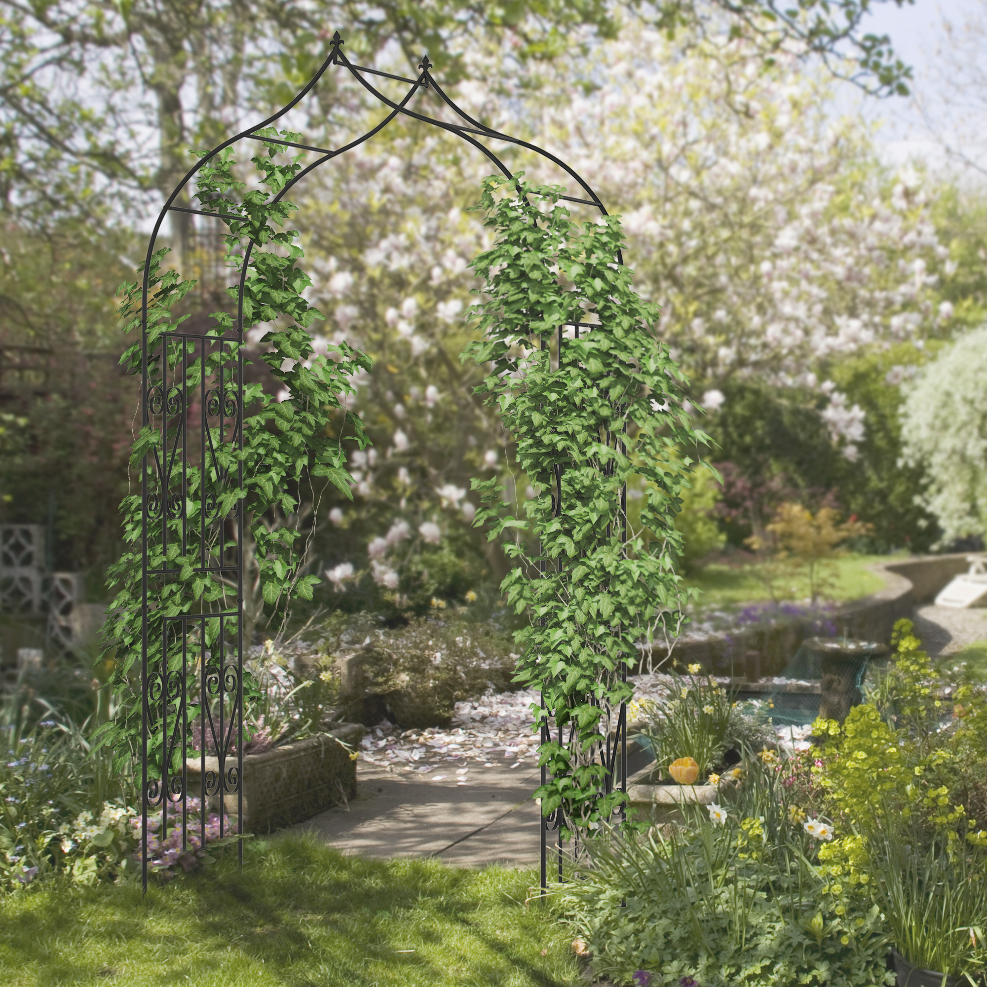 Outsunny 8.7FT Garden Arch Trellis, Outdoor Wedding Arbor for Ceremony ...