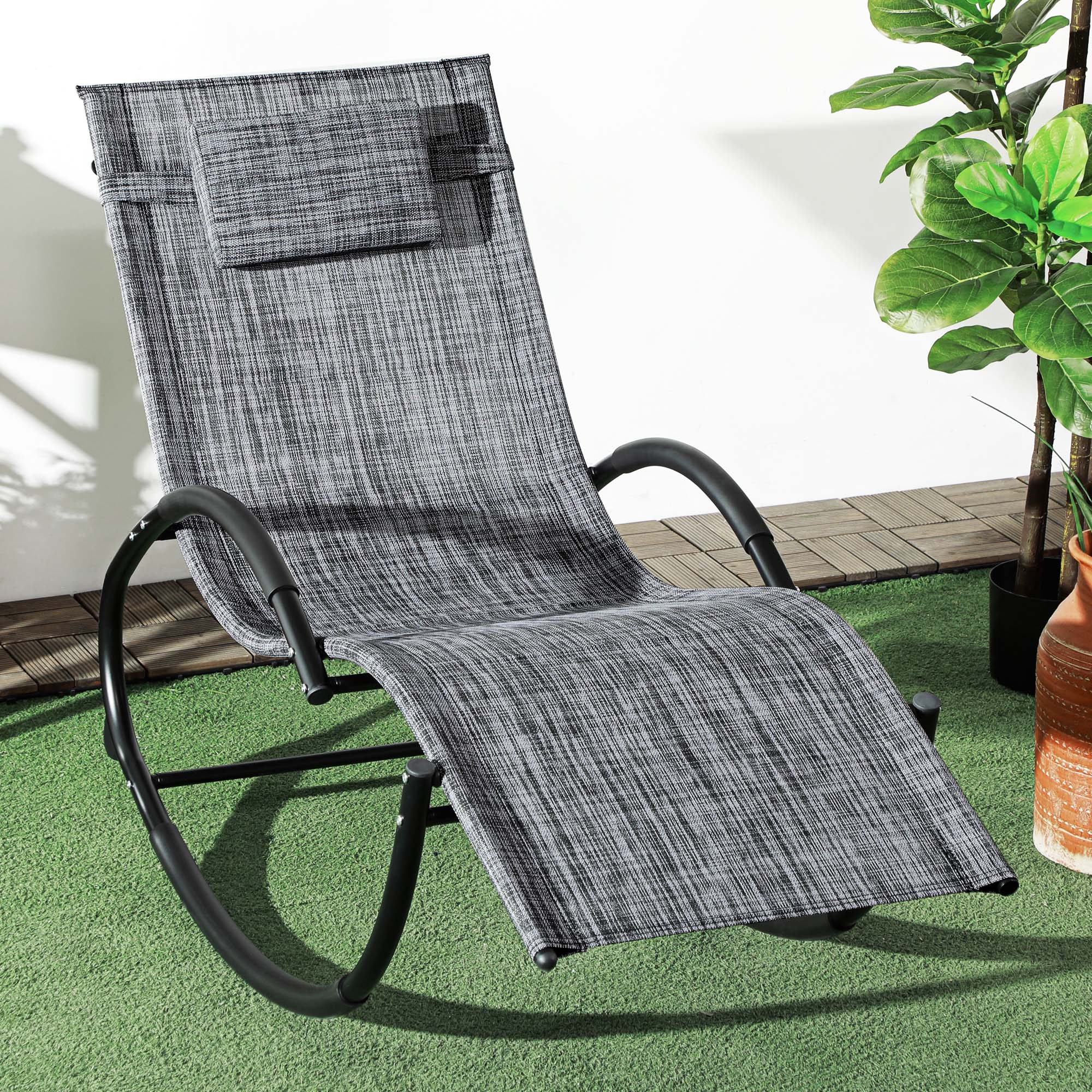 Outsunny Outdoor Rocking Chair, Patio Zero Gravity Rocker with Mesh ...