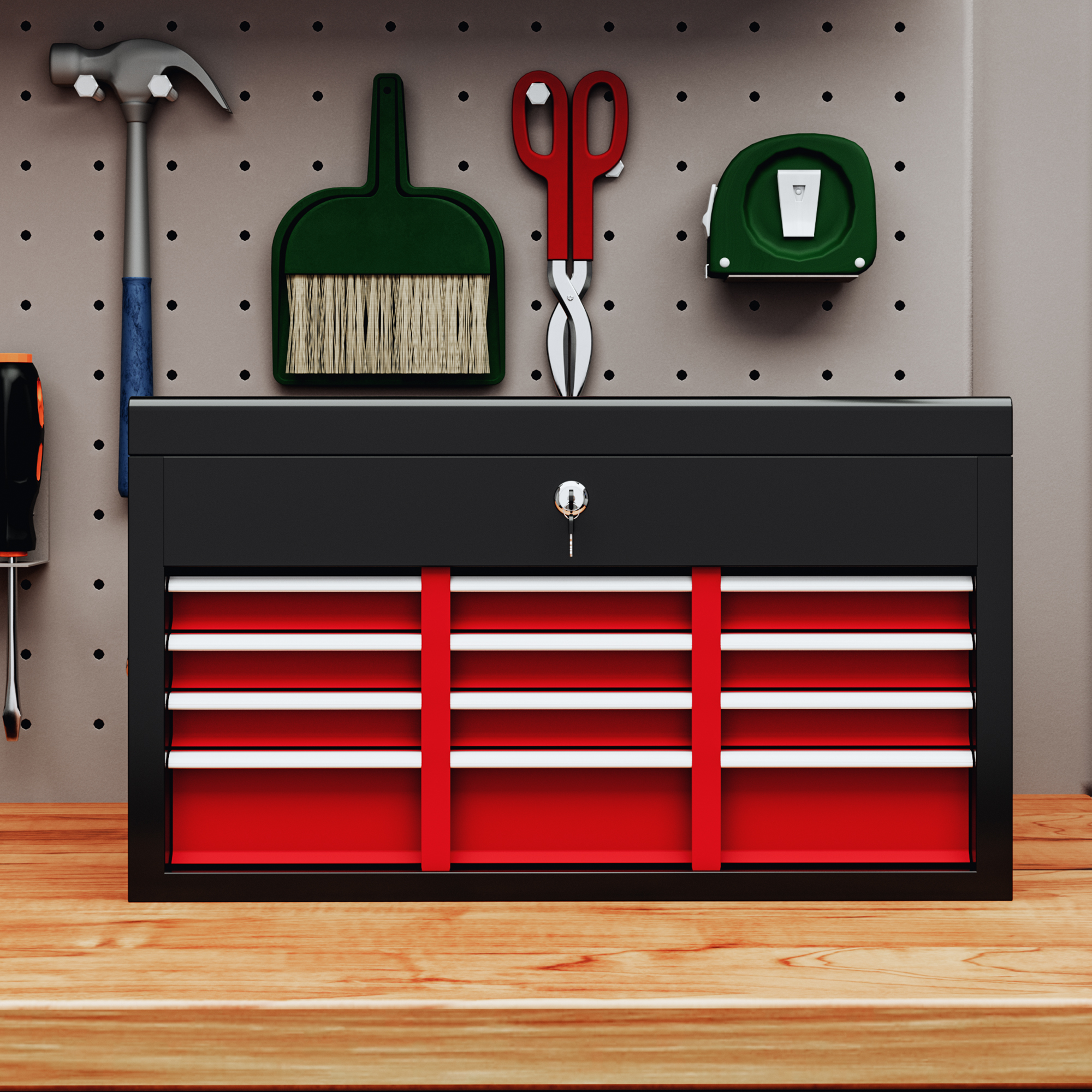 HOMCOM 6 Drawer 24" Portable Tool Box with Top Case, Ball Bearing ...