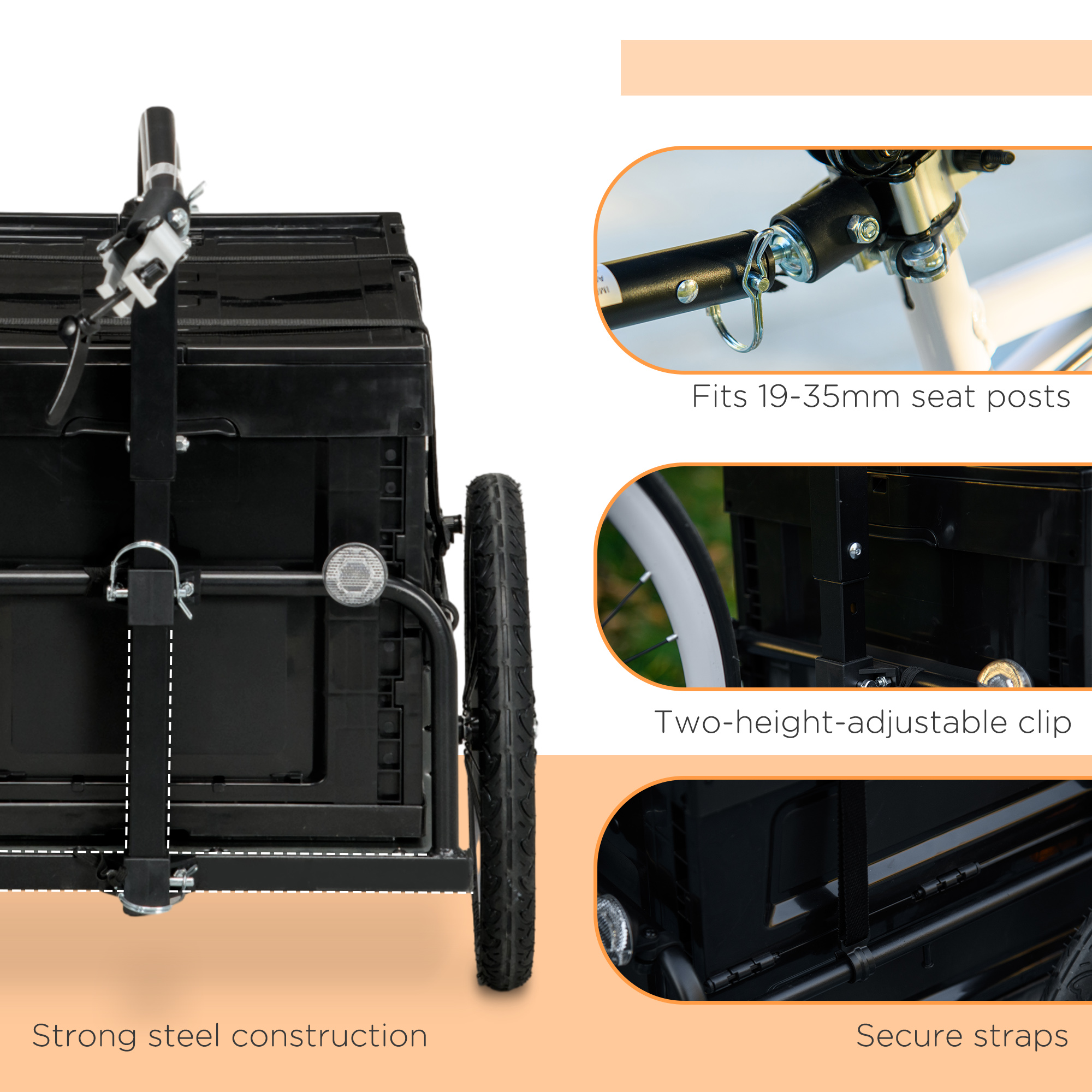 Aosom Trailer for Bike, Bicycle Cargo Trailer with Removable Storage ...