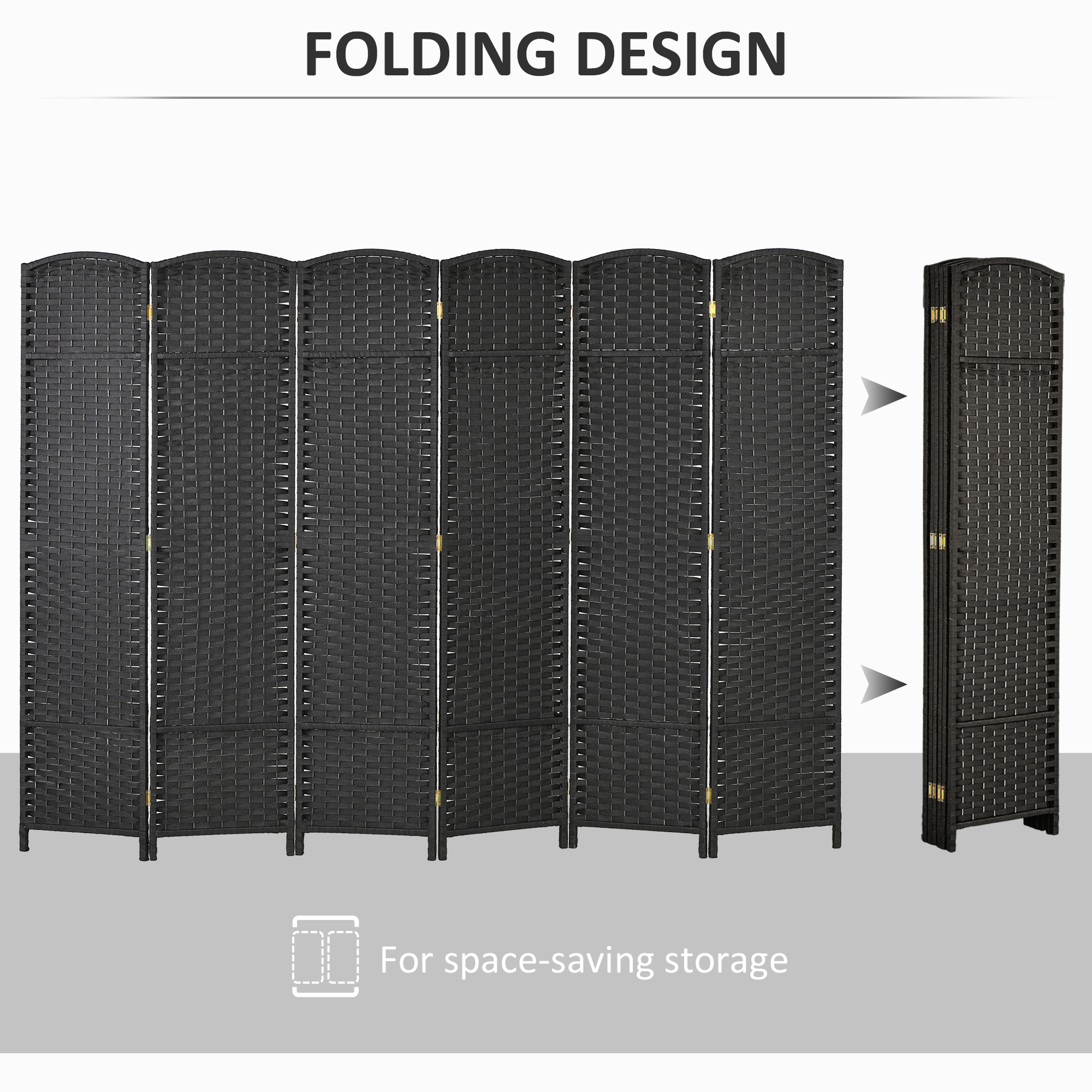 HOMCOM 5.6 Ft Tall Folding Room Divider, 6 Panel Portable Privacy ...