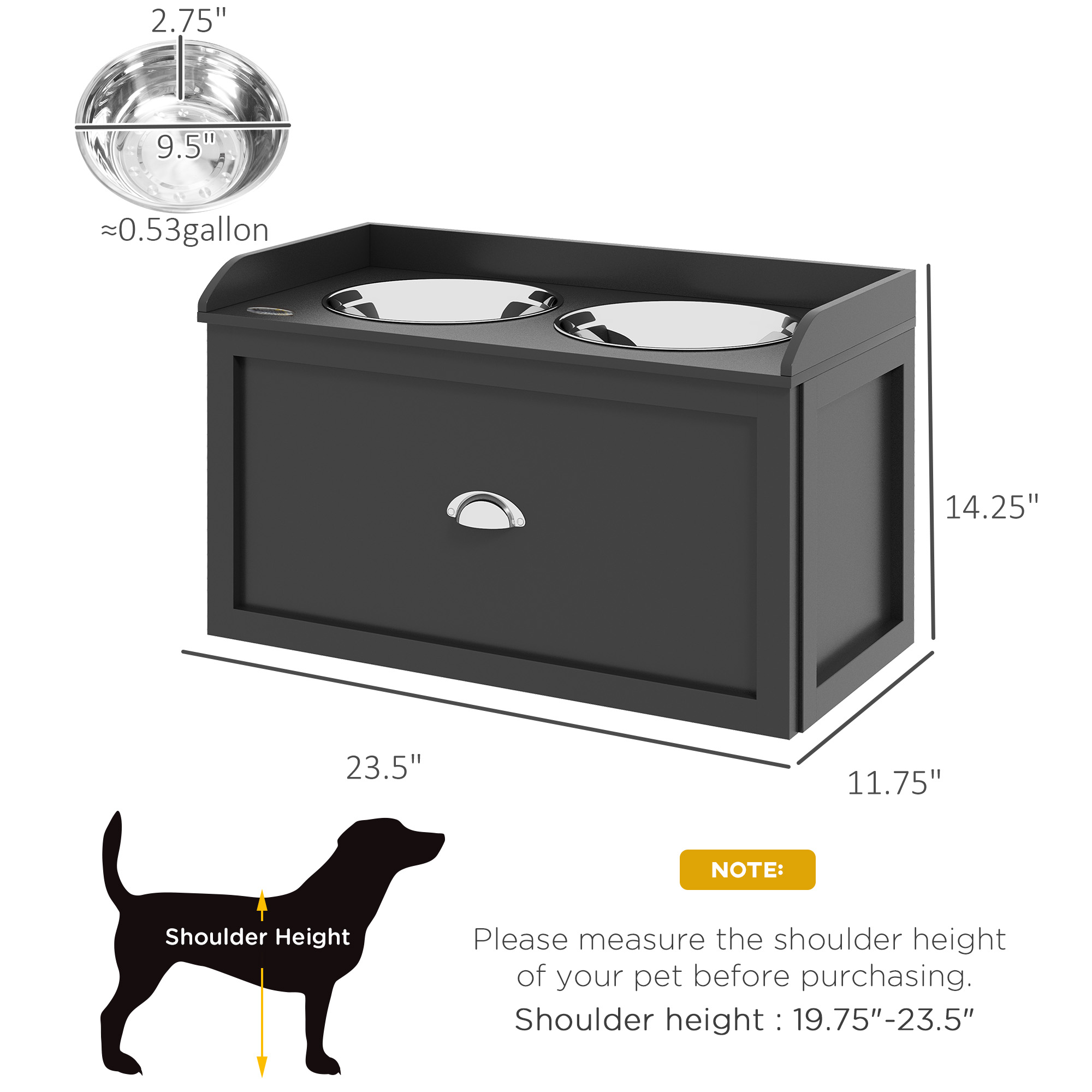 PawHut Pet Feeding Station Pet Dish Bowl Set with Storage, 2 Elevated ...