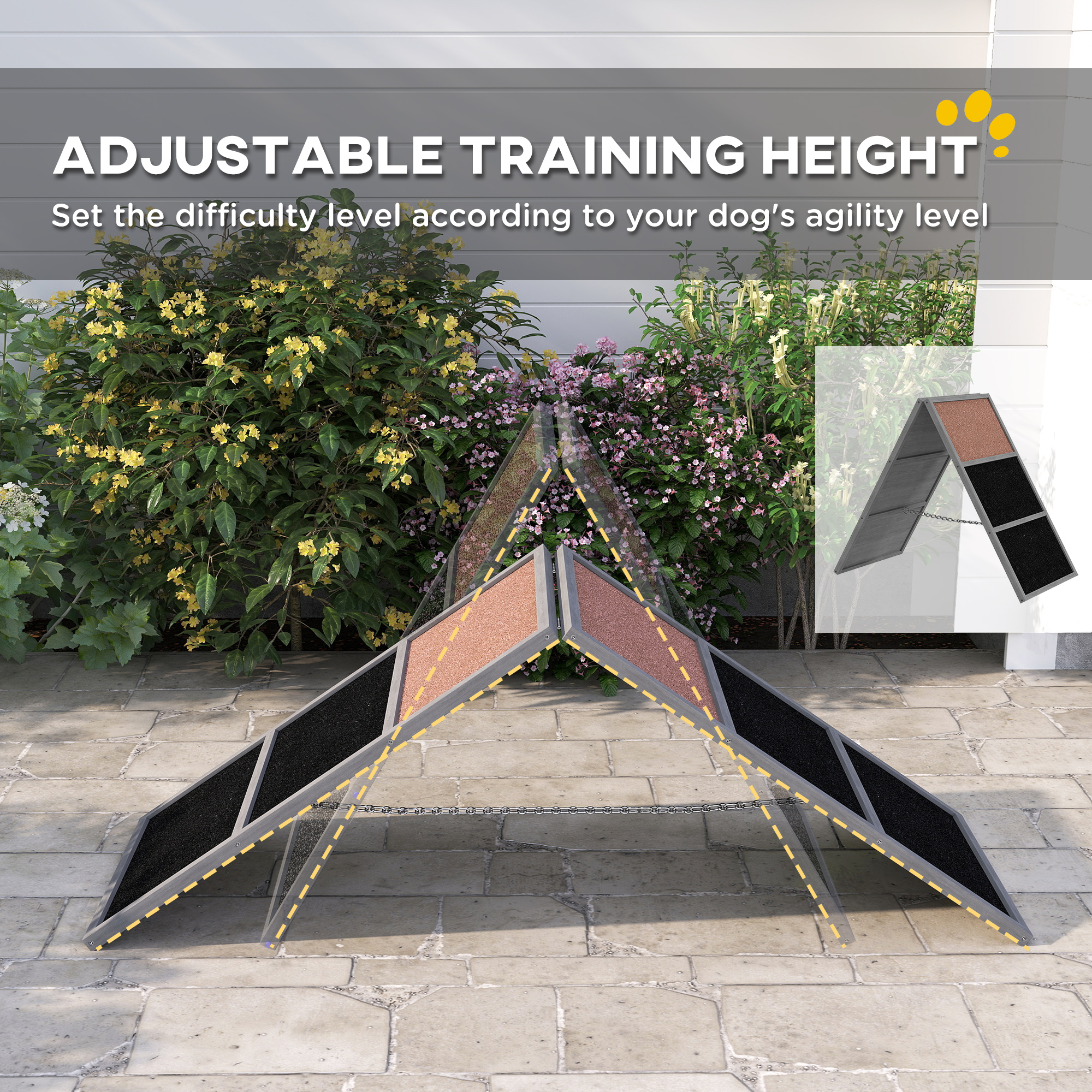 PawHut Dog Agility Equipment Ramp with Non-slip Surface, A-frame ...