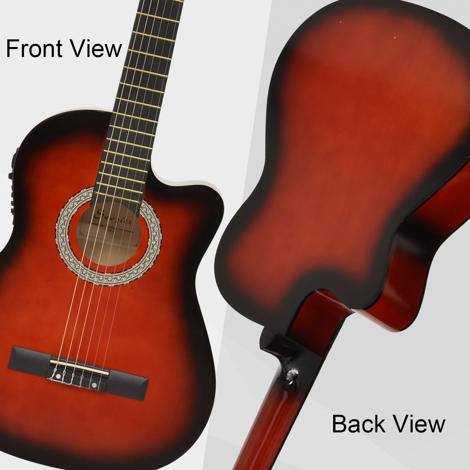 Soozier 39.5 Inch Acoustic Electric Guitar for Beginner with Strings ...