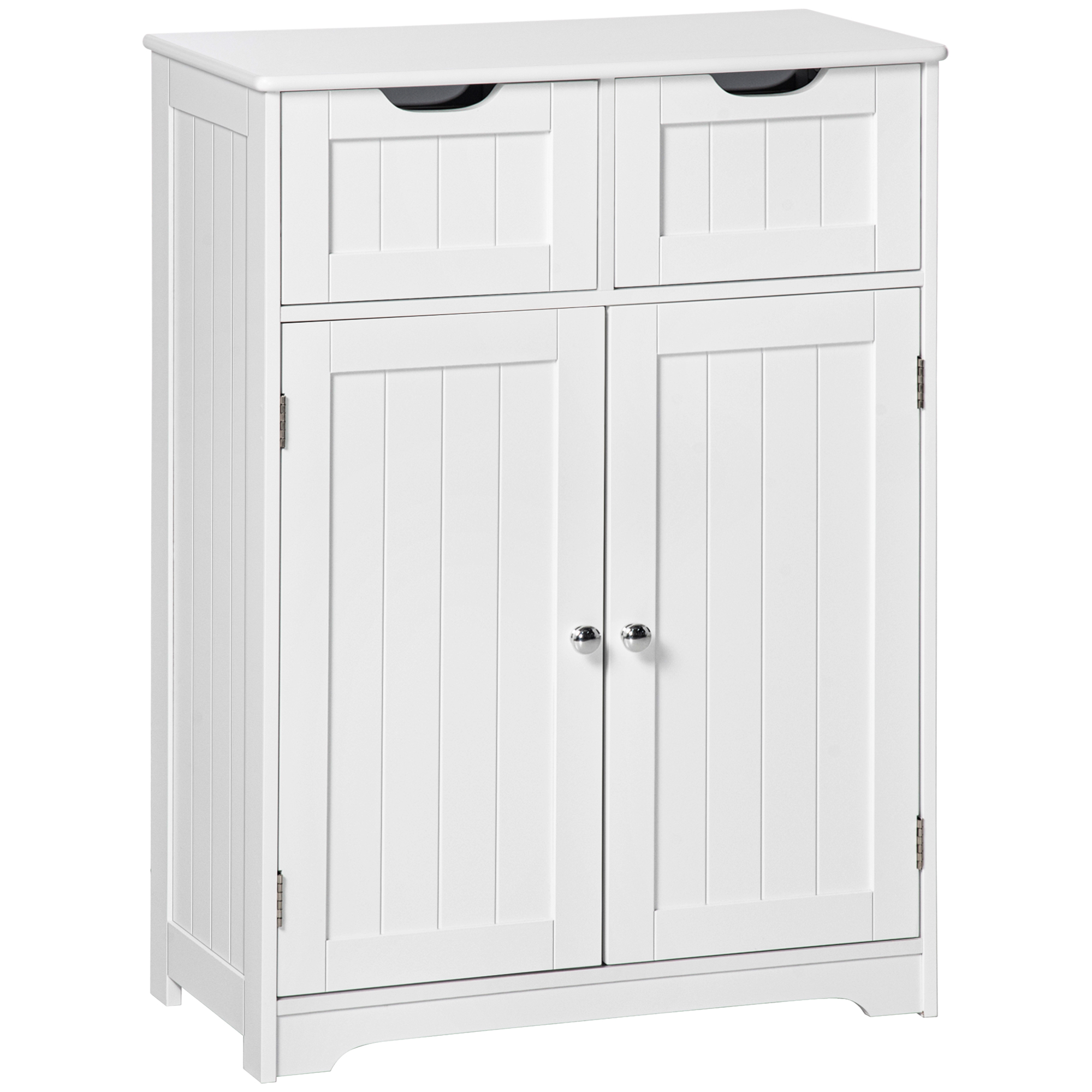 kleankin Freestanding Bathroom Storage Cabinet Floor Cupboard with 2 Drawers Adjustable Shelf for Bathroom Living Room Bedroom or Entryway White Aosom