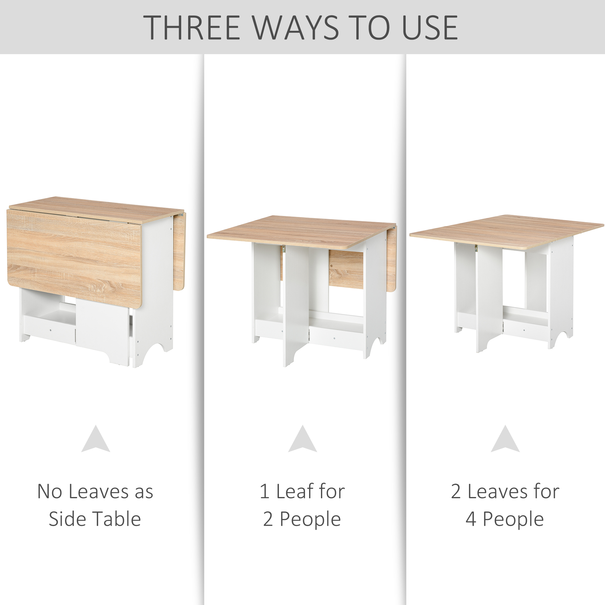 HOMCOM Foldable Dining Table, Folding Table with Storage Shelf, Drop ...