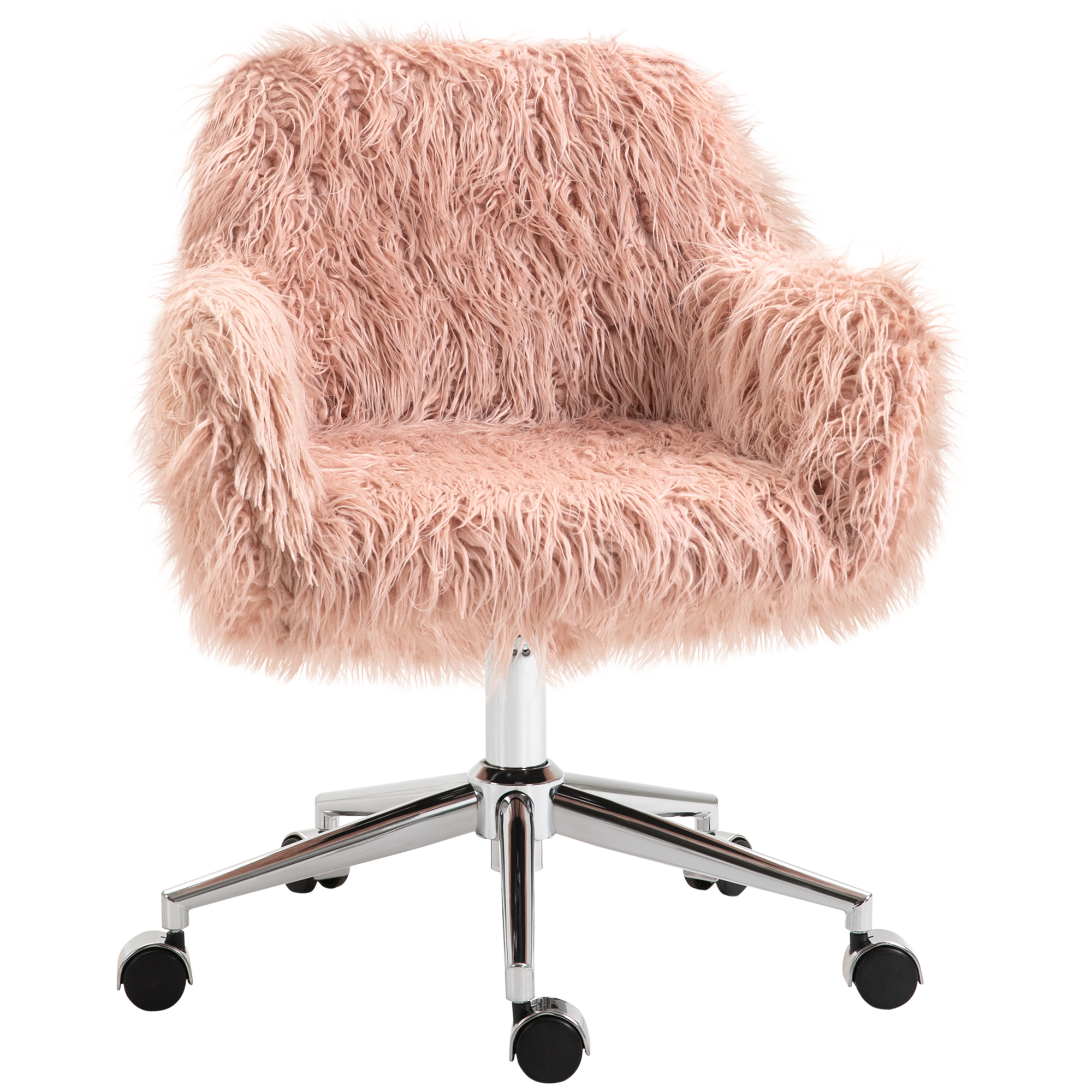 Vinsetto Faux Fur Desk Chair, Swivel Vanity Chair with Adjustable ...