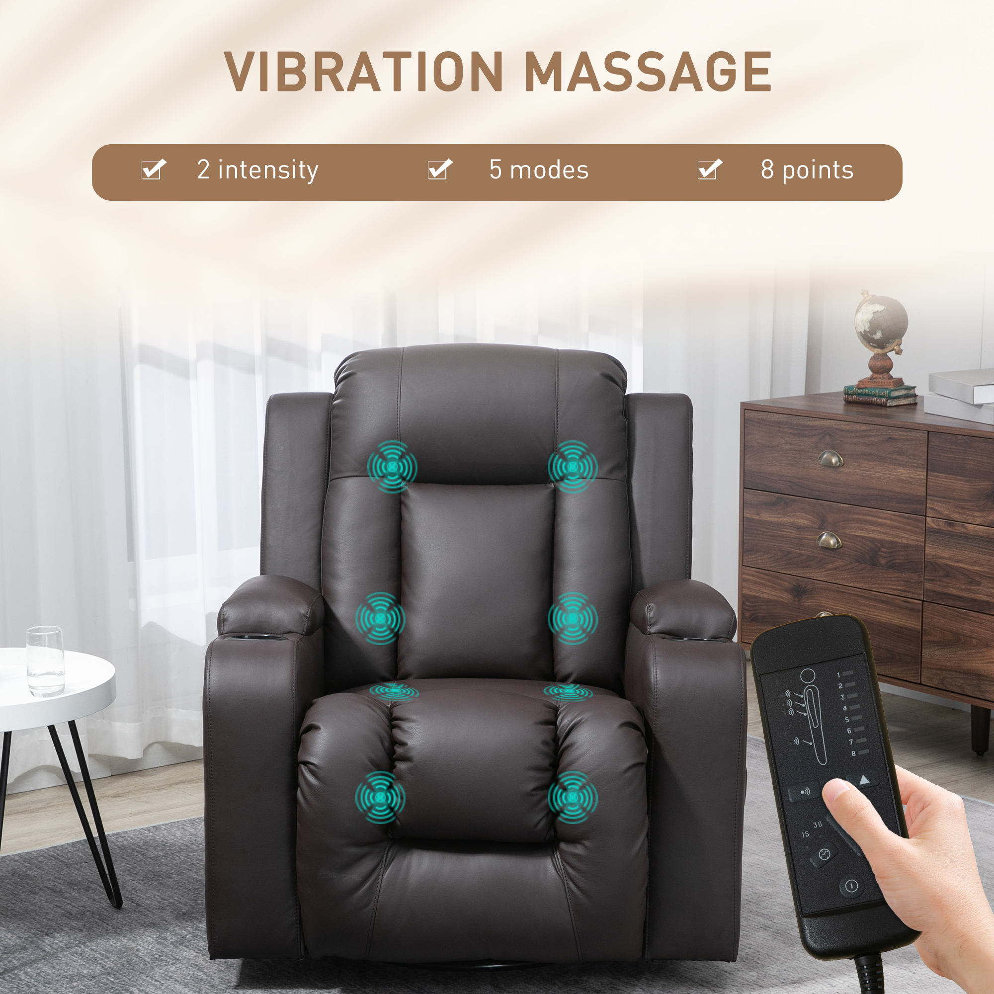 HOMCOM Real Relax Massage Chair with Cup Holders, Brown | Aosom Canada