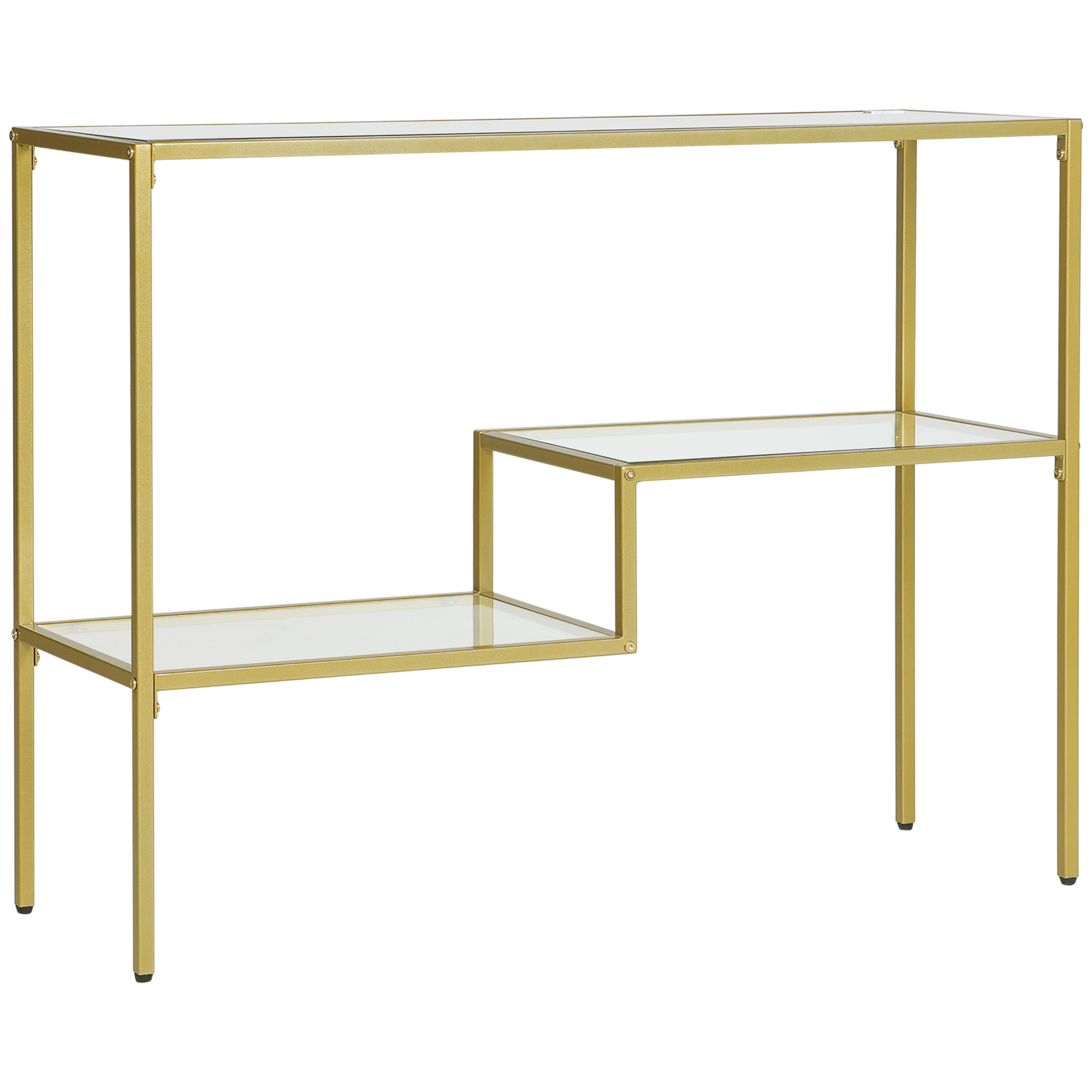 HOMCOM Gold Console Table, 39" Tempered Glass Sofa Table, Narrow ...