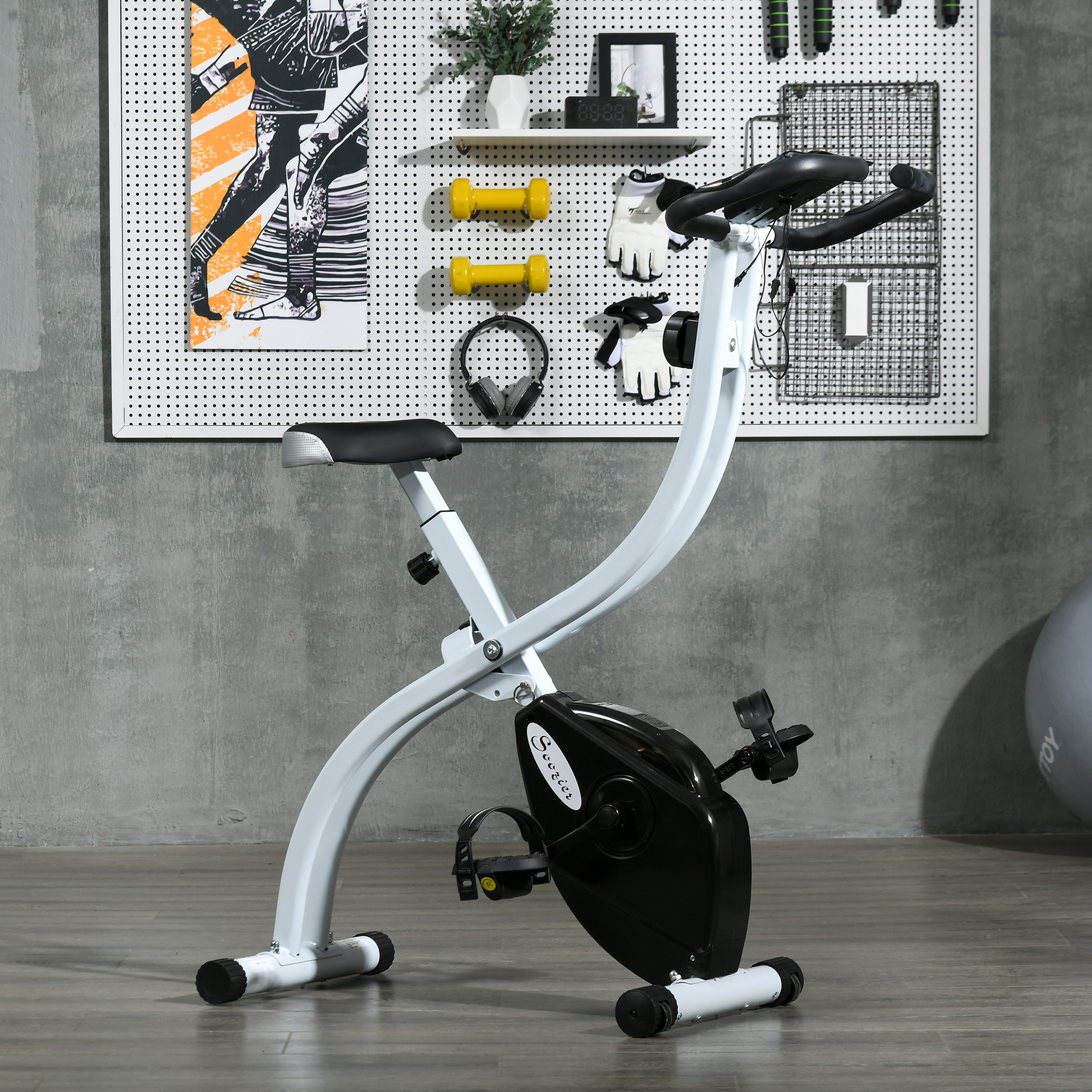 Soozier Foldable & Quiet Exercise Bike with 8-Level Magnetic Resistance ...
