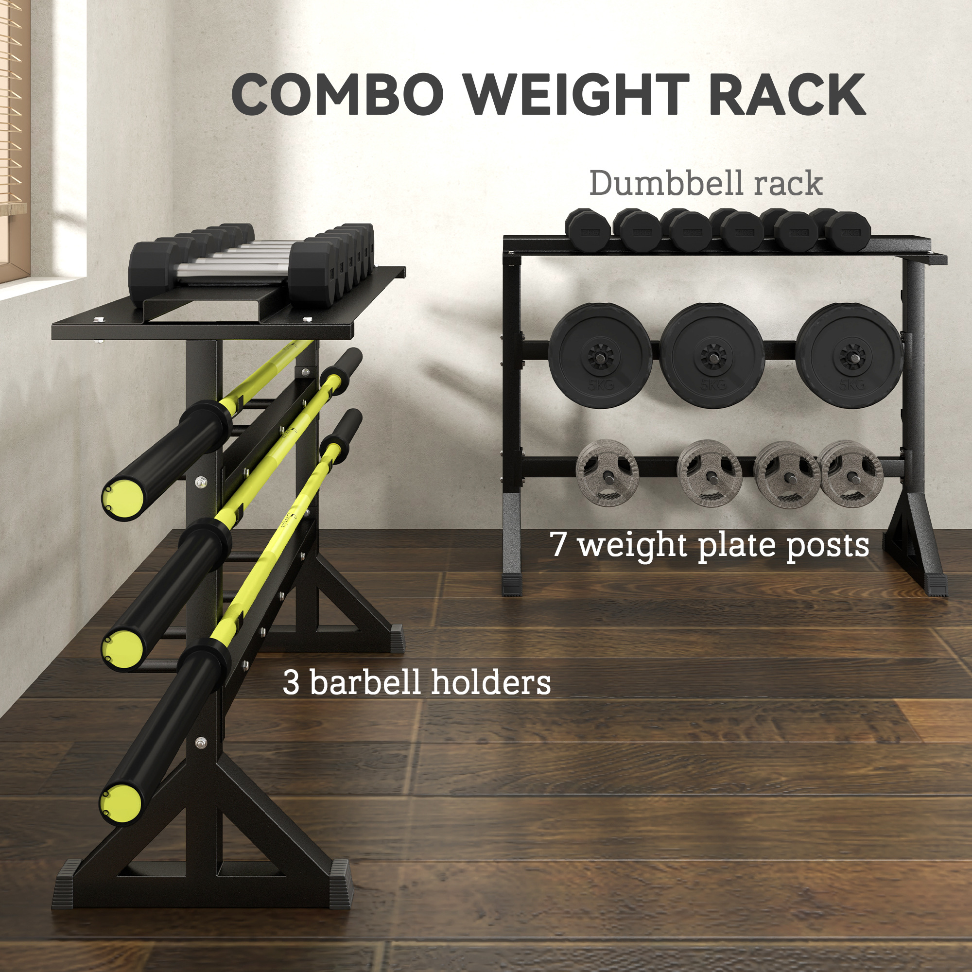 Soozier 1100LBS Capacity Weight Rack, Weight Plate Rack, and Dumbbell ...
