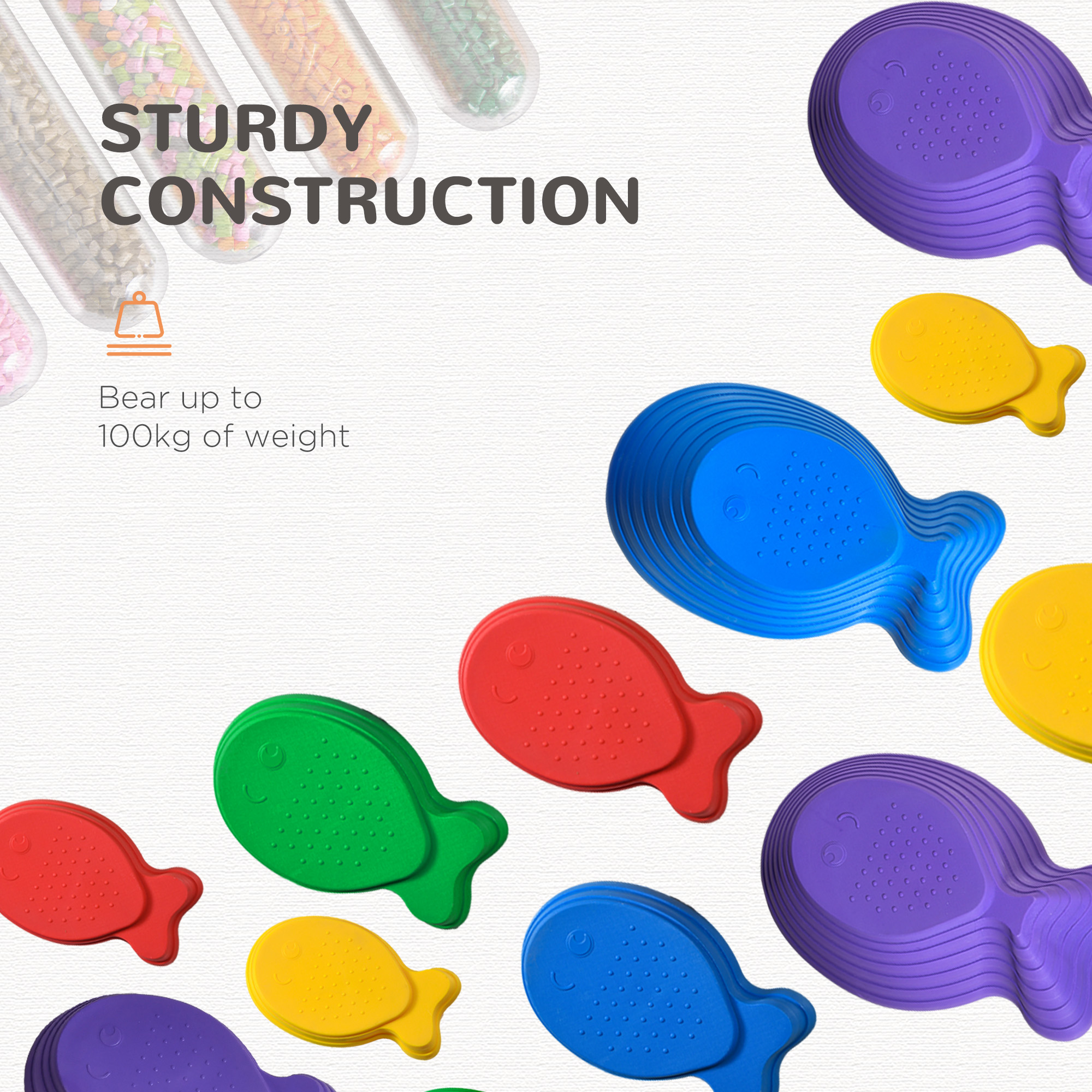 Outsunny Stepping Stones Kids, 8 Pieces Balance River Stones, for ...