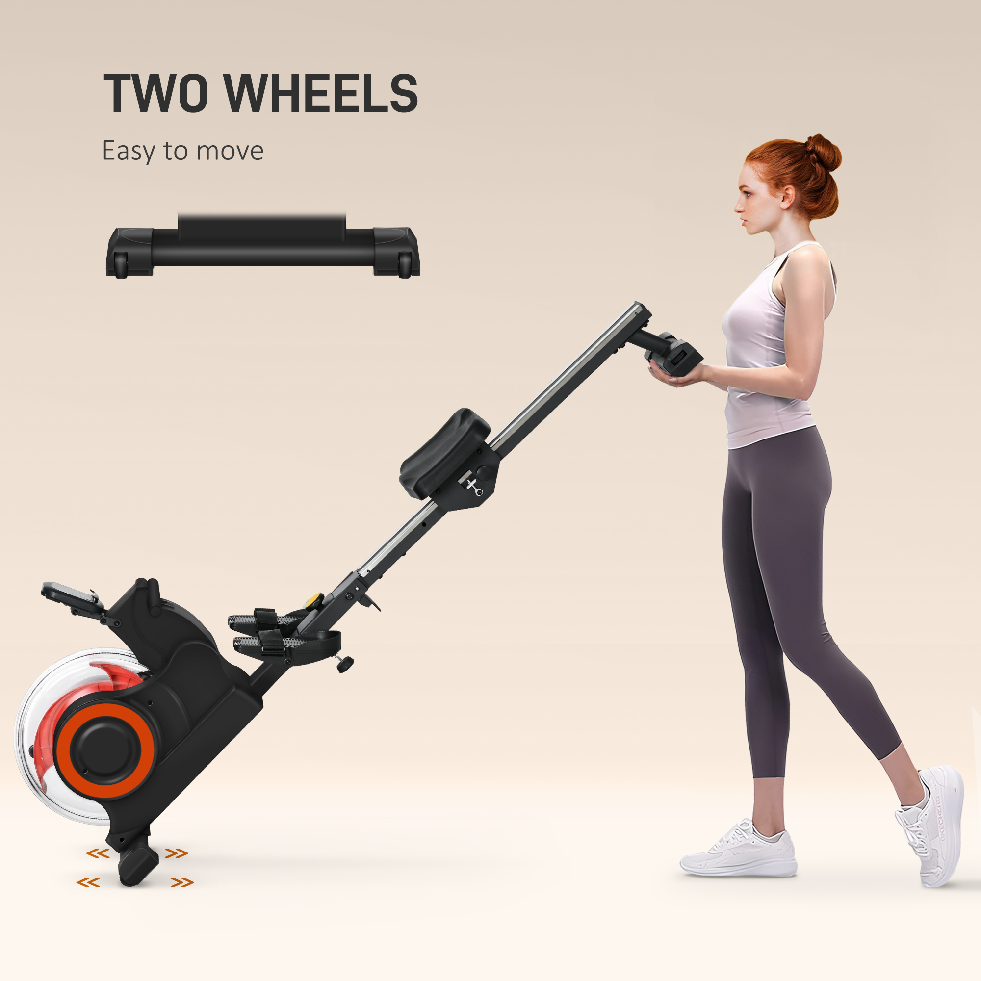 Soozier Foldable Rower Machine, Water Rowing Machine with Wheels, LCD ...