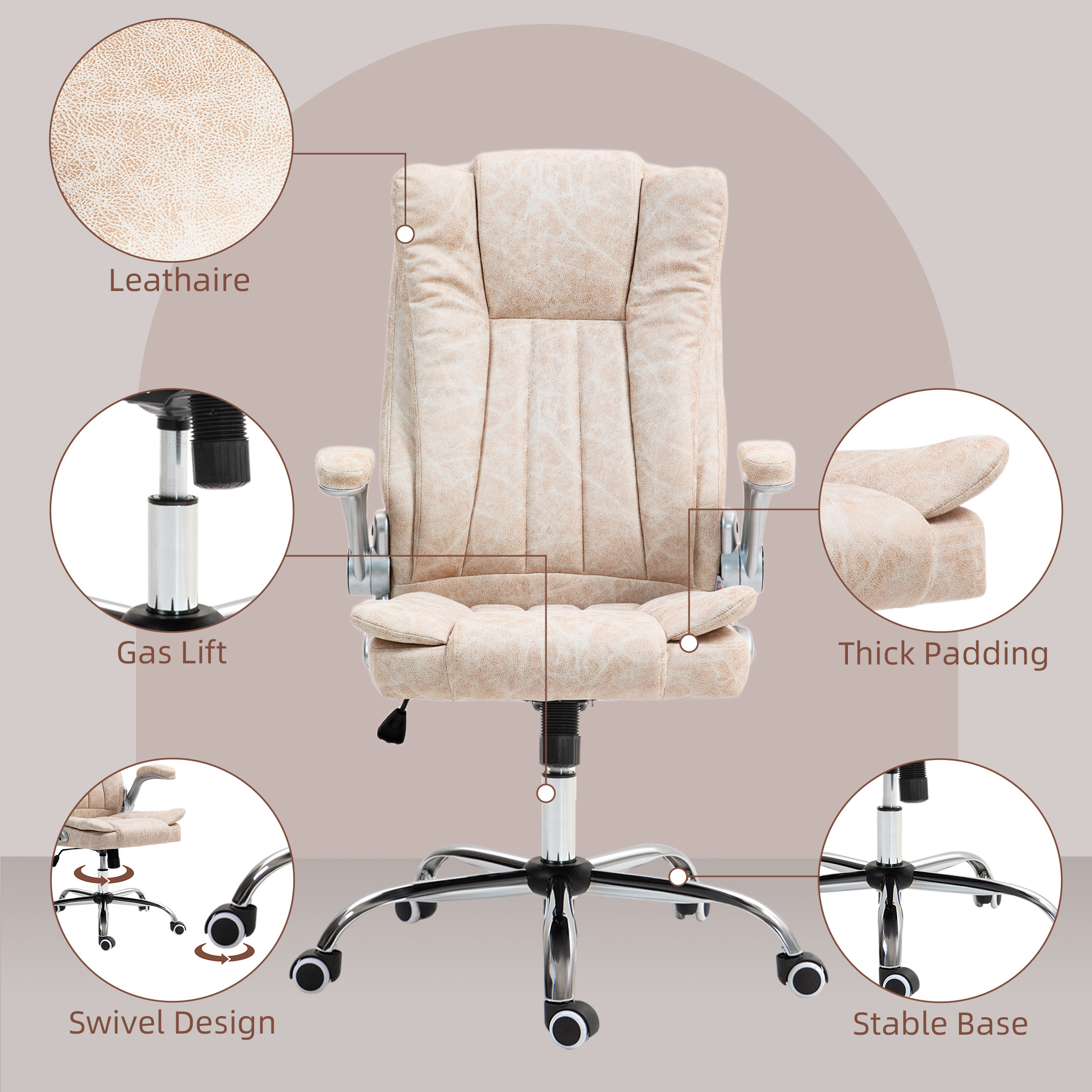 HOMCOM Microfiber Executive Office Chair, Desk Chair with Padded Flip ...