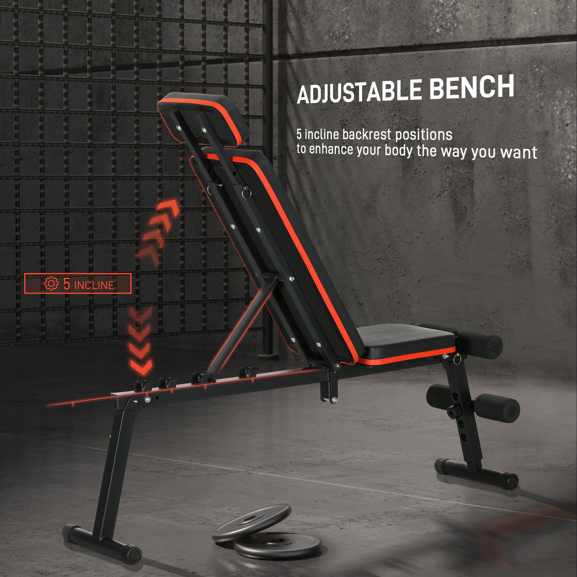 Soozier Adjustable Weight Bench, Foldable Workout Bench with Extended ...