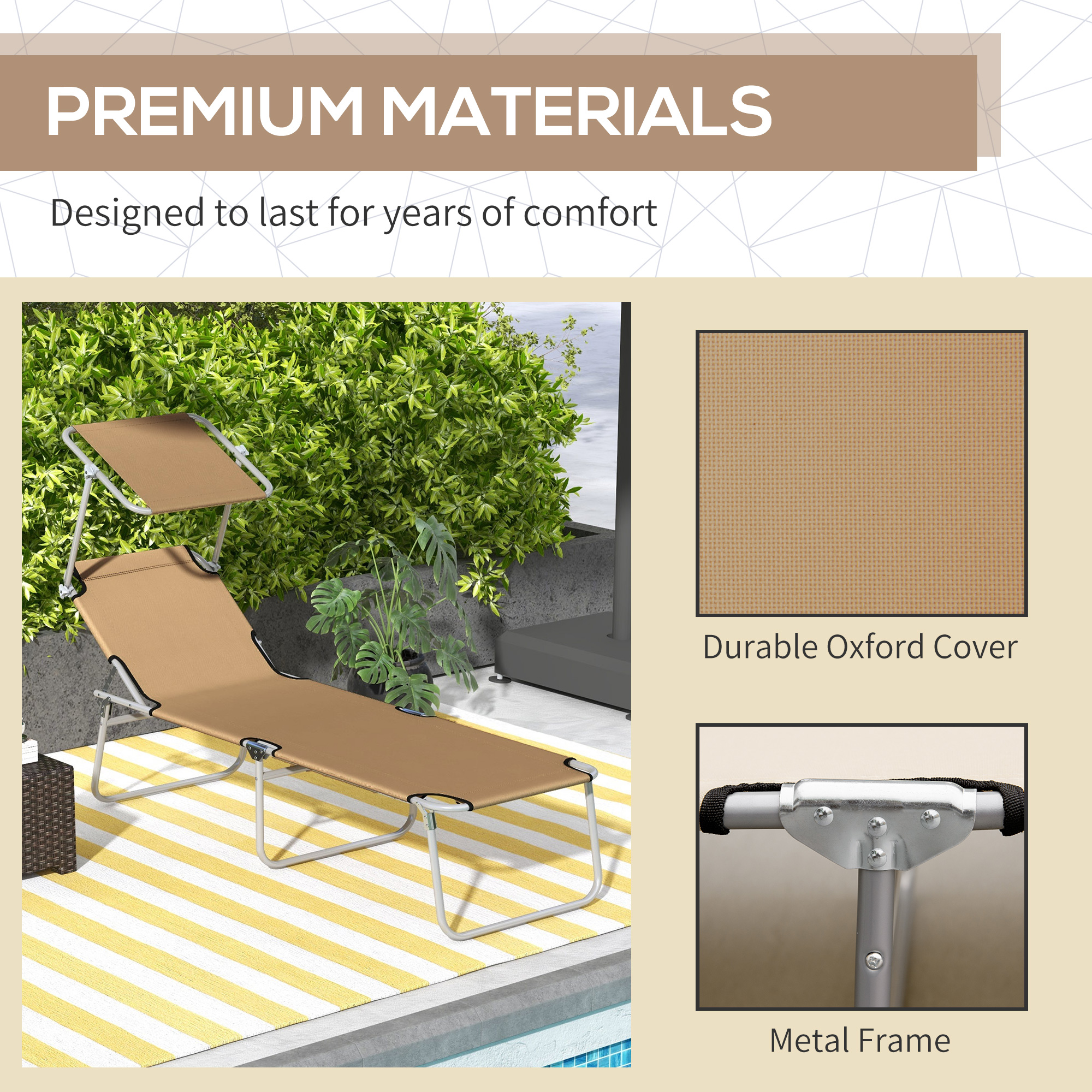 Outsunny Outdoor Pool Chaise Lounge Chair, Folding Tanning Chair with ...