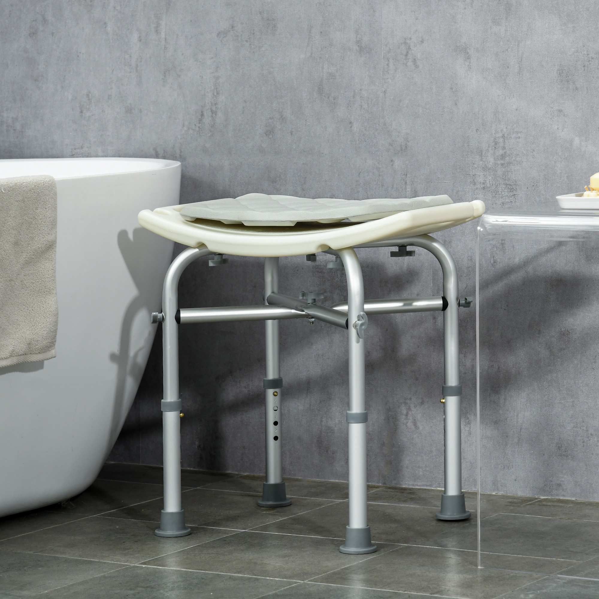 HOMCOM Shower Chair for Inside Shower, Shower Stool with Removable ...