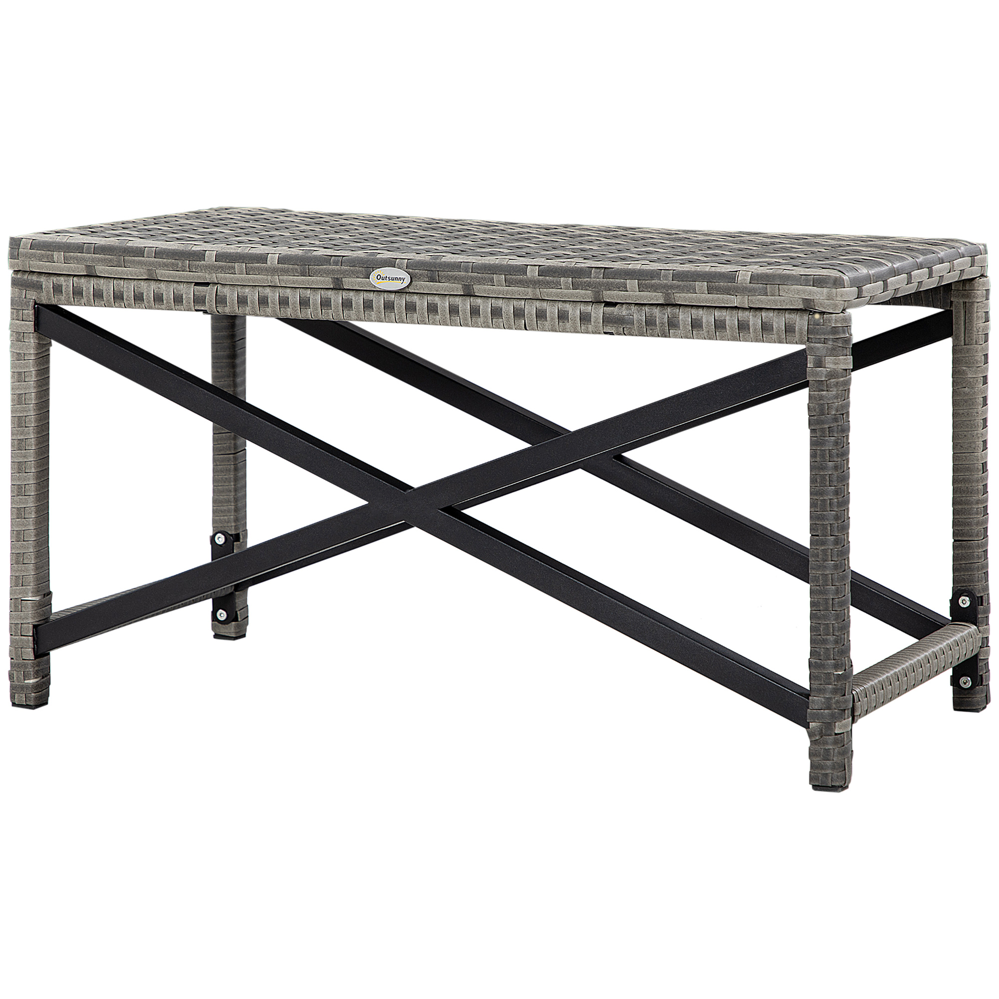 Outsunny Patio Wicker End Table, Outdoor PE Rattan Side Table, with ...
