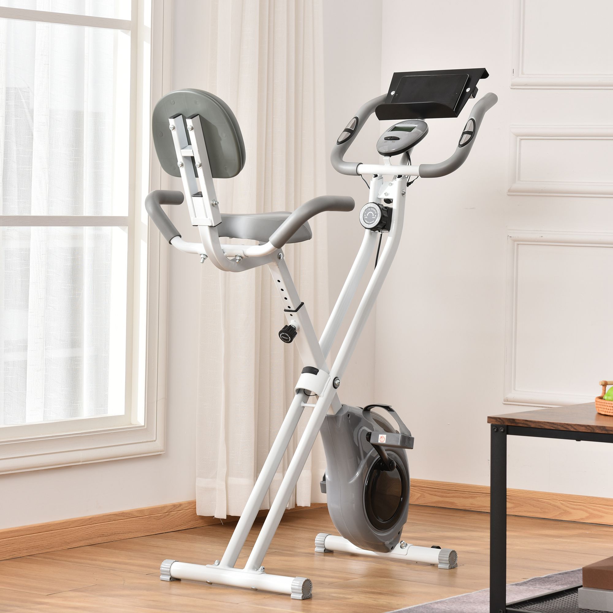 Soozier Folding Exercise Bike, Indoor Stationary Bike with 8-Level ...