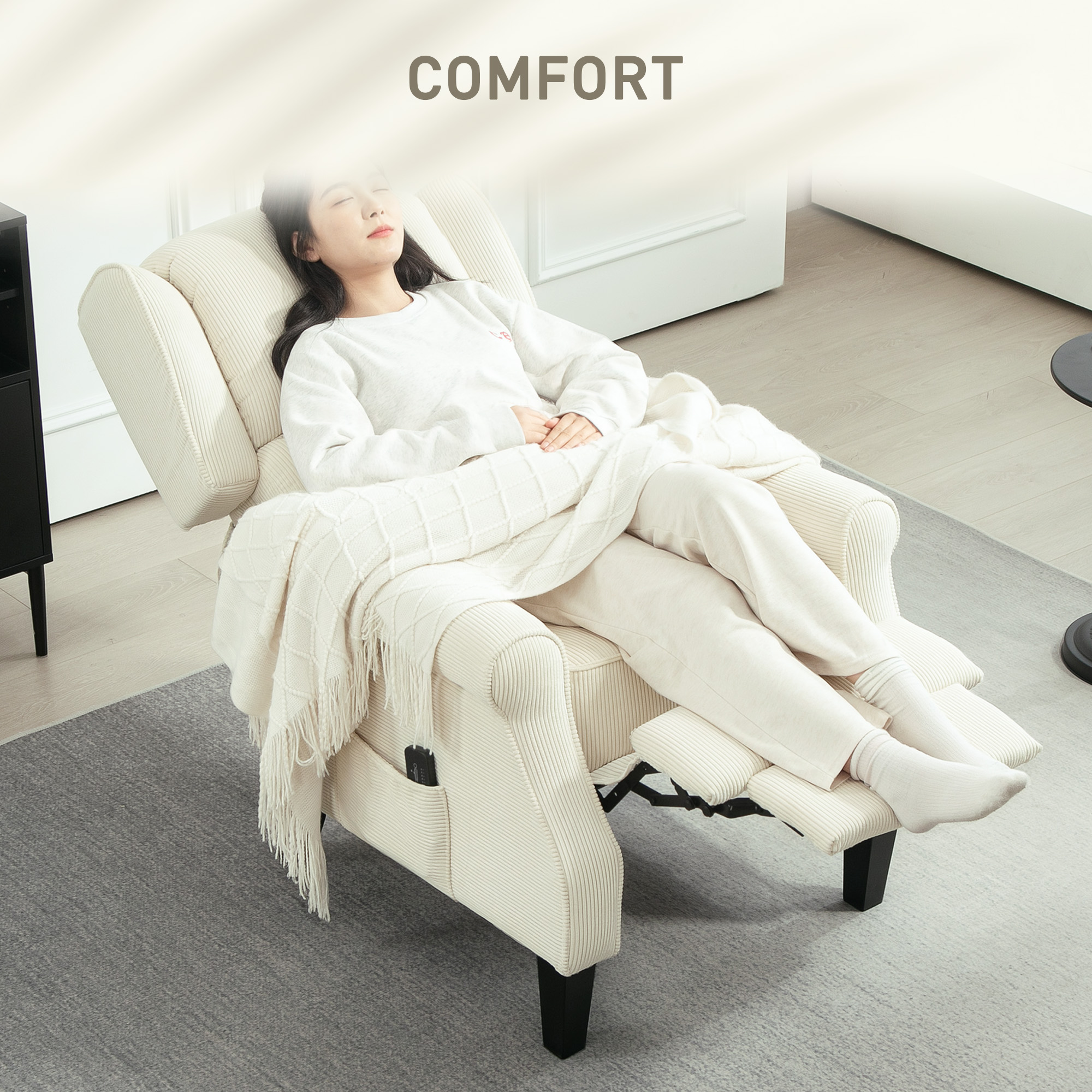 HOMCOM Push Back Recliner Chair, Vibration Massage Recliner for Living ...