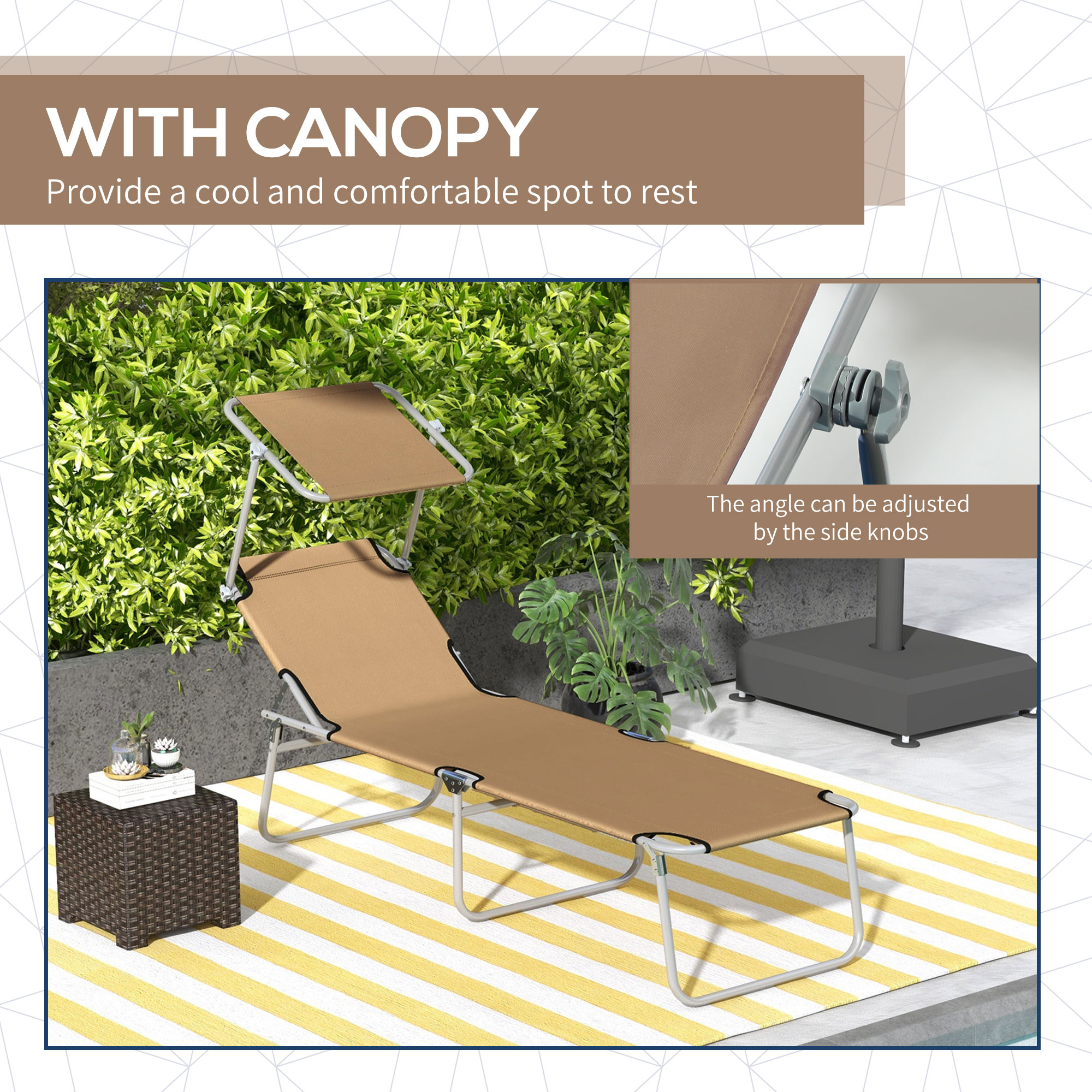 Outsunny Outdoor Pool Chaise Lounge Chair, Folding Tanning Chair with ...
