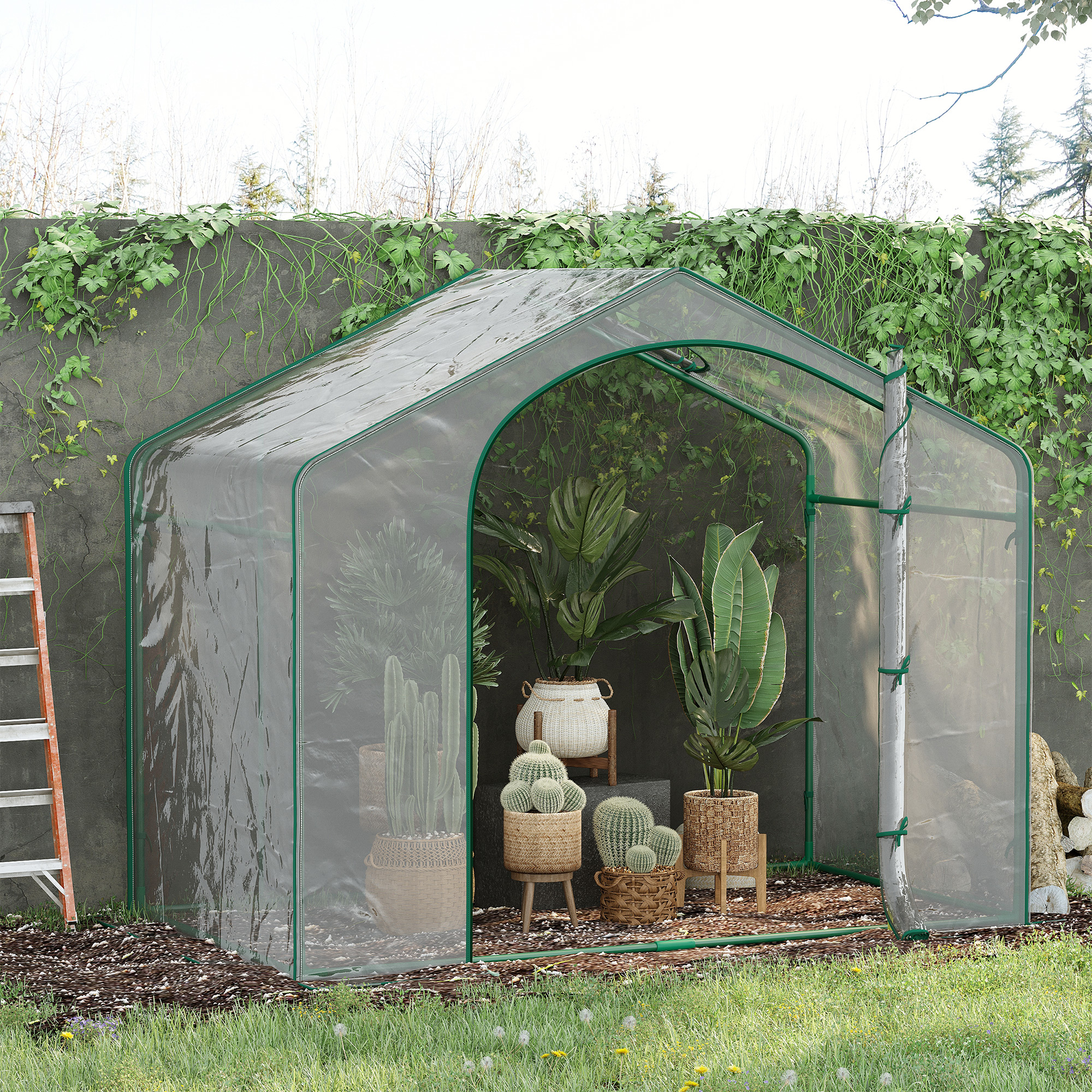 Outsunny 6' x 3' x 6' Portable Walk-in Greenhouse, PVC Cover, Steel ...